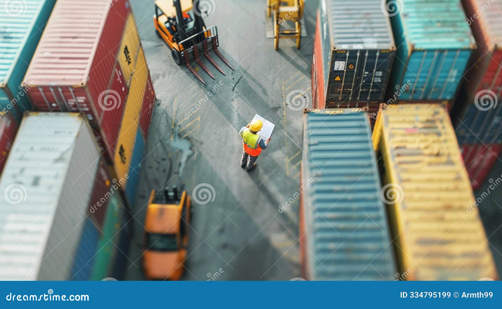 Cargo Containers Loading and Unloading by Forklift at Container ...