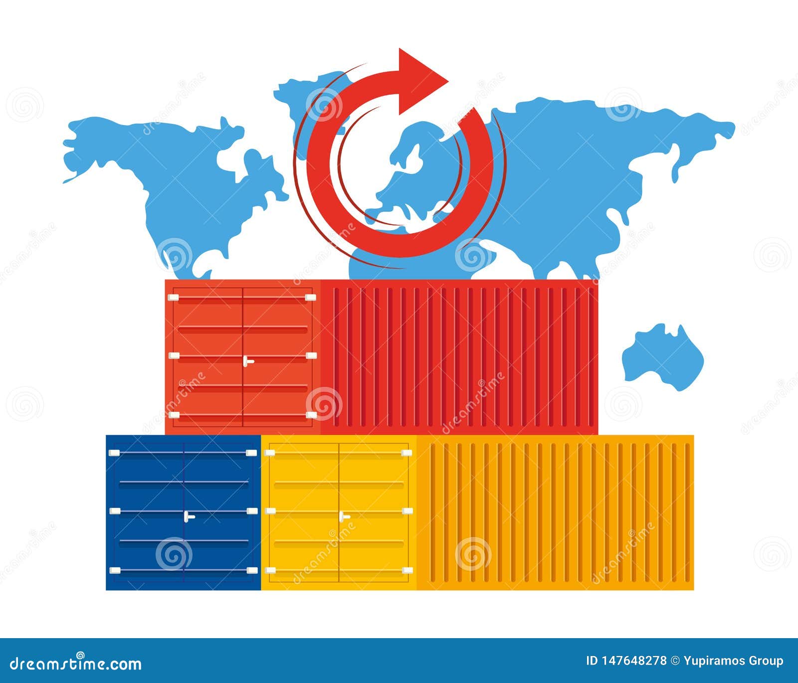 Cargo containers and map stock vector. Illustration of loading - 147648278