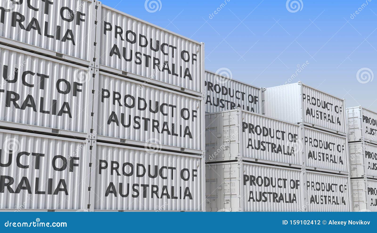 Cargo Containers with PRODUCT of AUSTRALIA Text. Australian Import or ...