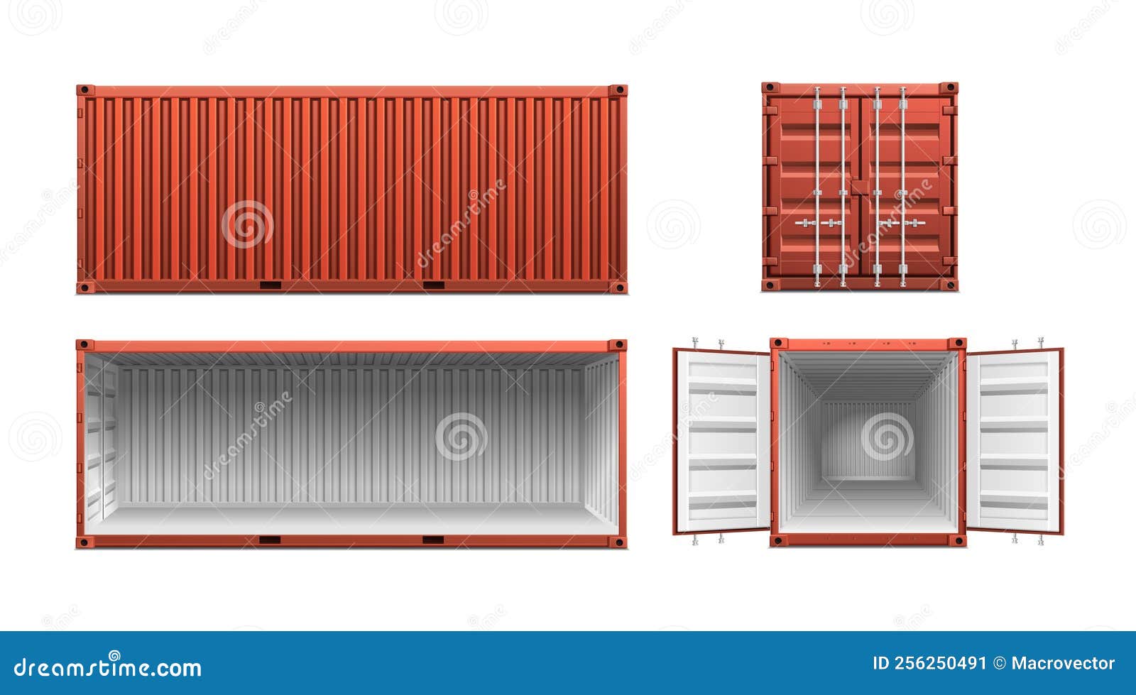 Cargo Containers Realistic Set Stock Vector - Illustration of package ...
