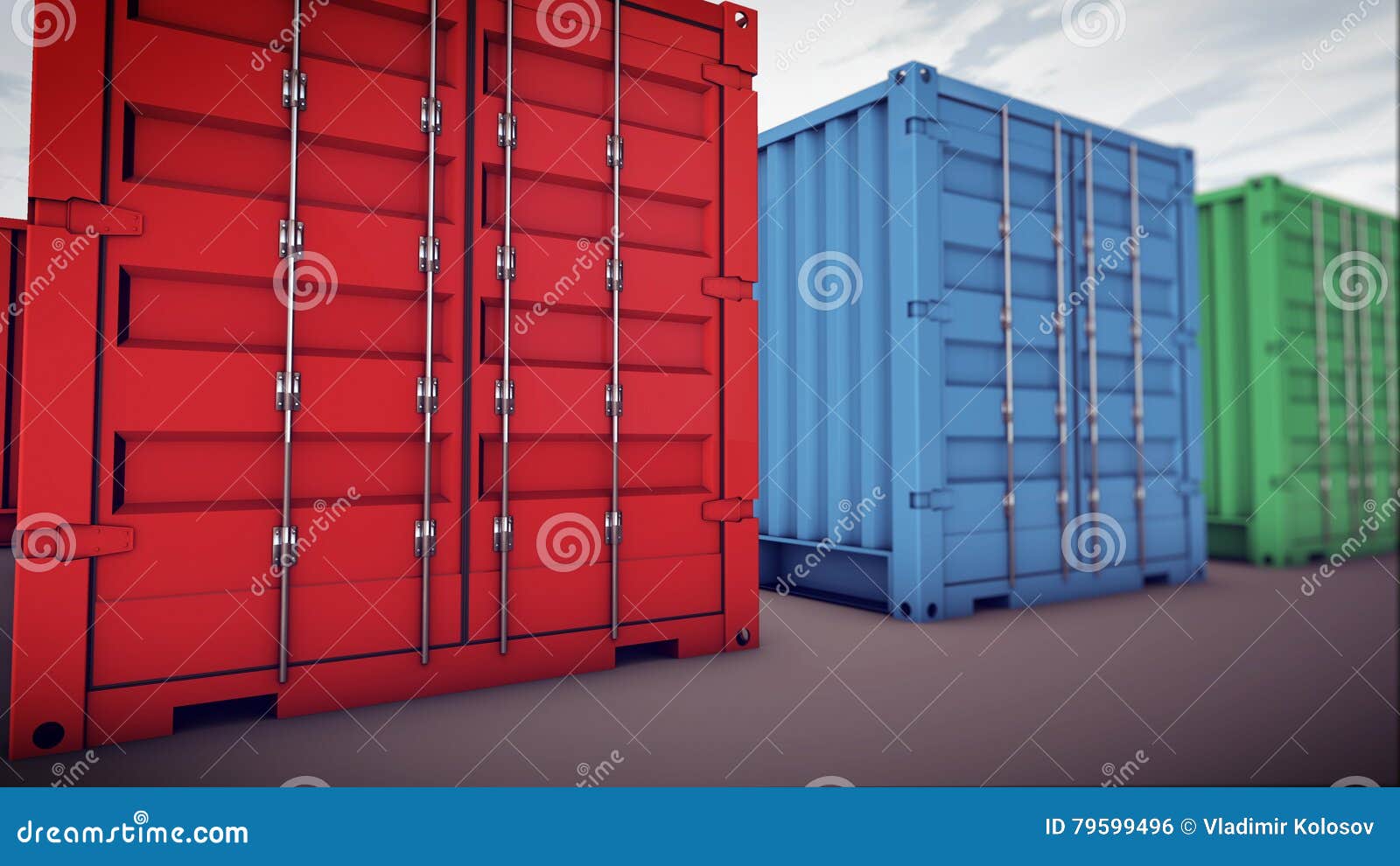 Cargo containers in row stock illustration. Illustration of commercial ...