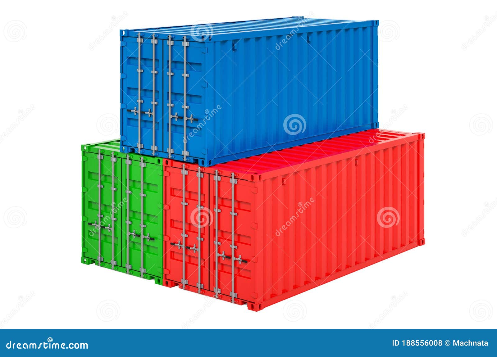 Cargo Containers Shipping Freight, 3D Rendering Stock Illustration ...