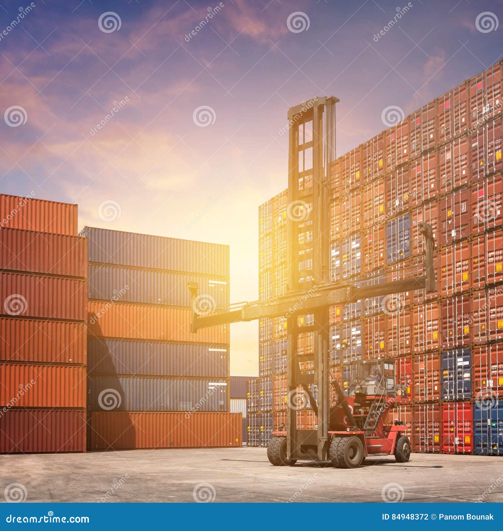 Cargo Containers in Shipping Yard Stock Photo - Image of export ...