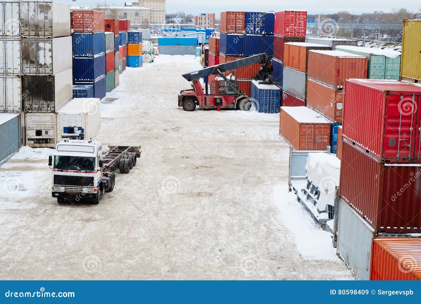 Cargo Containers in Shipping Yard Stock Image - Image of driveway, dock ...
