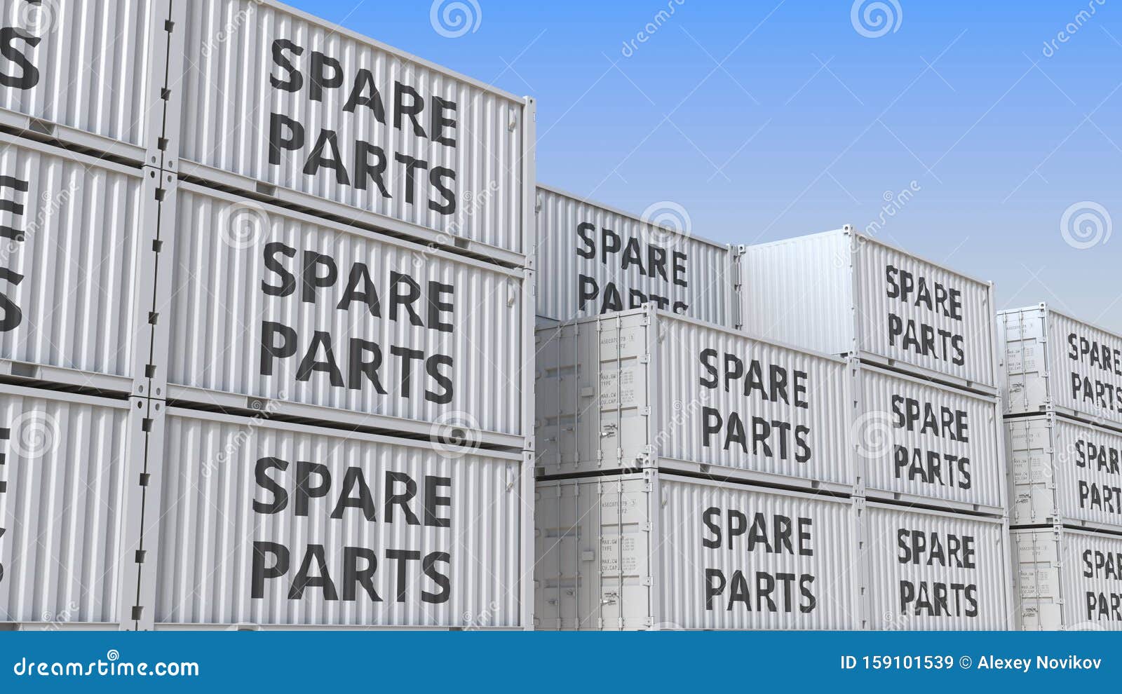 Cargo Containers with Spare Parts. 3D Rendering Stock Illustration ...