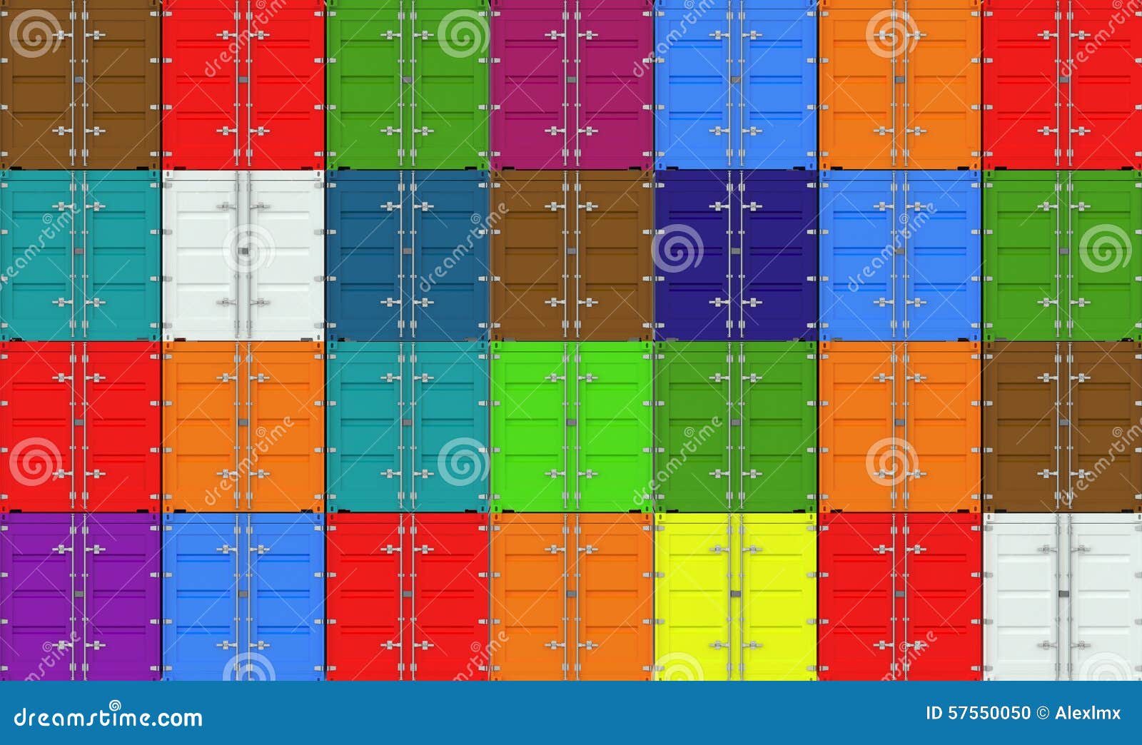 Stack Of Cargo Containers In A Harbor. Colorful Industrial Background ...