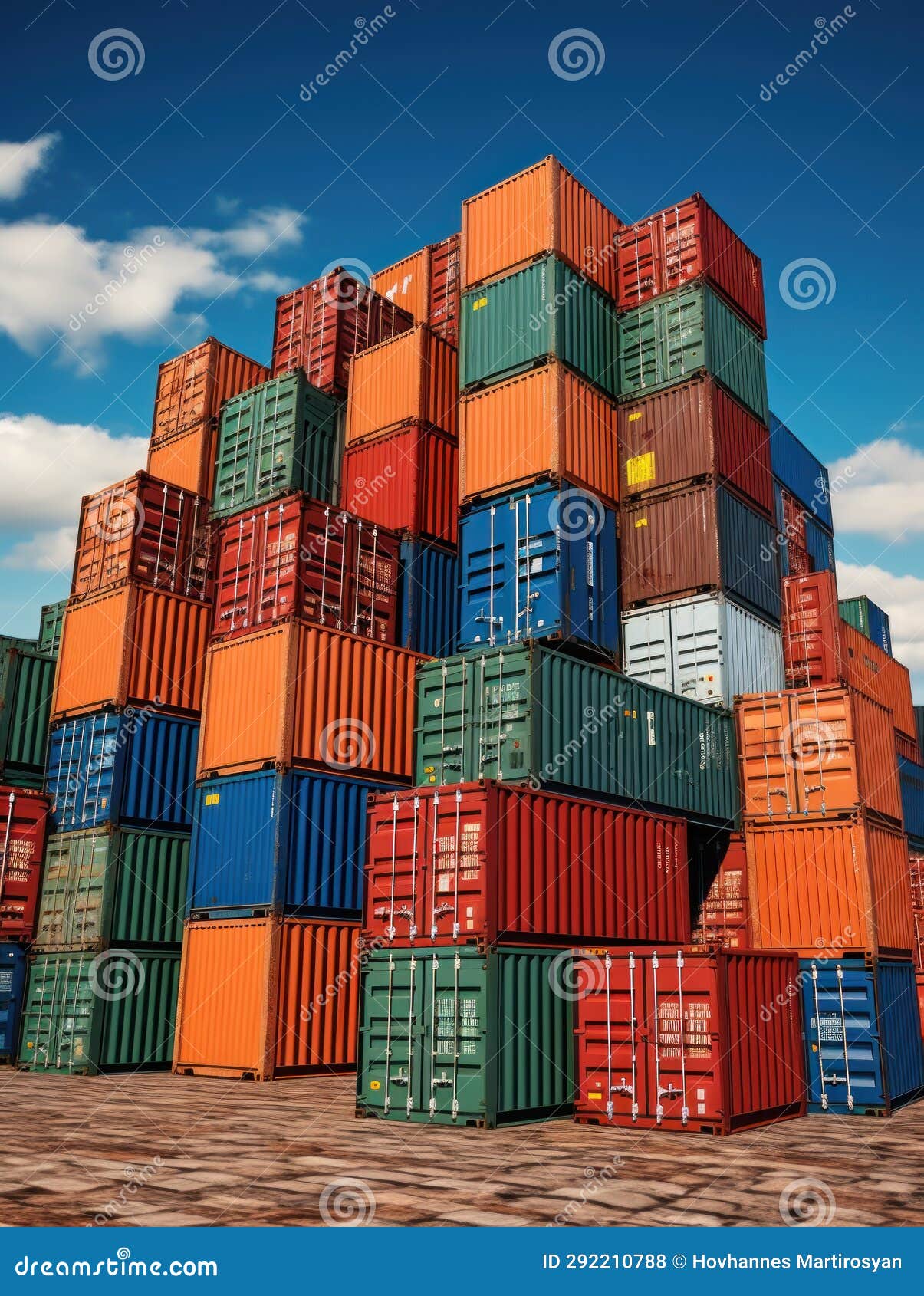 Cargo Containers. Stacked Cargo Containers in Port. Warehouse ...