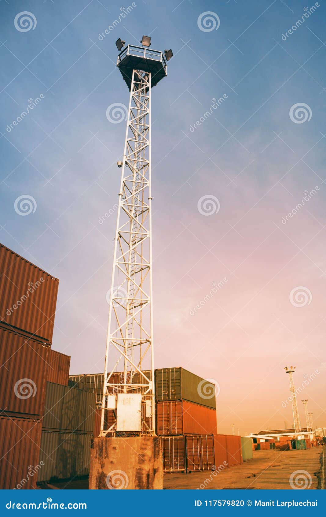 Cargo Containers Stacked in Port. Container Port or Terminal. Stock ...