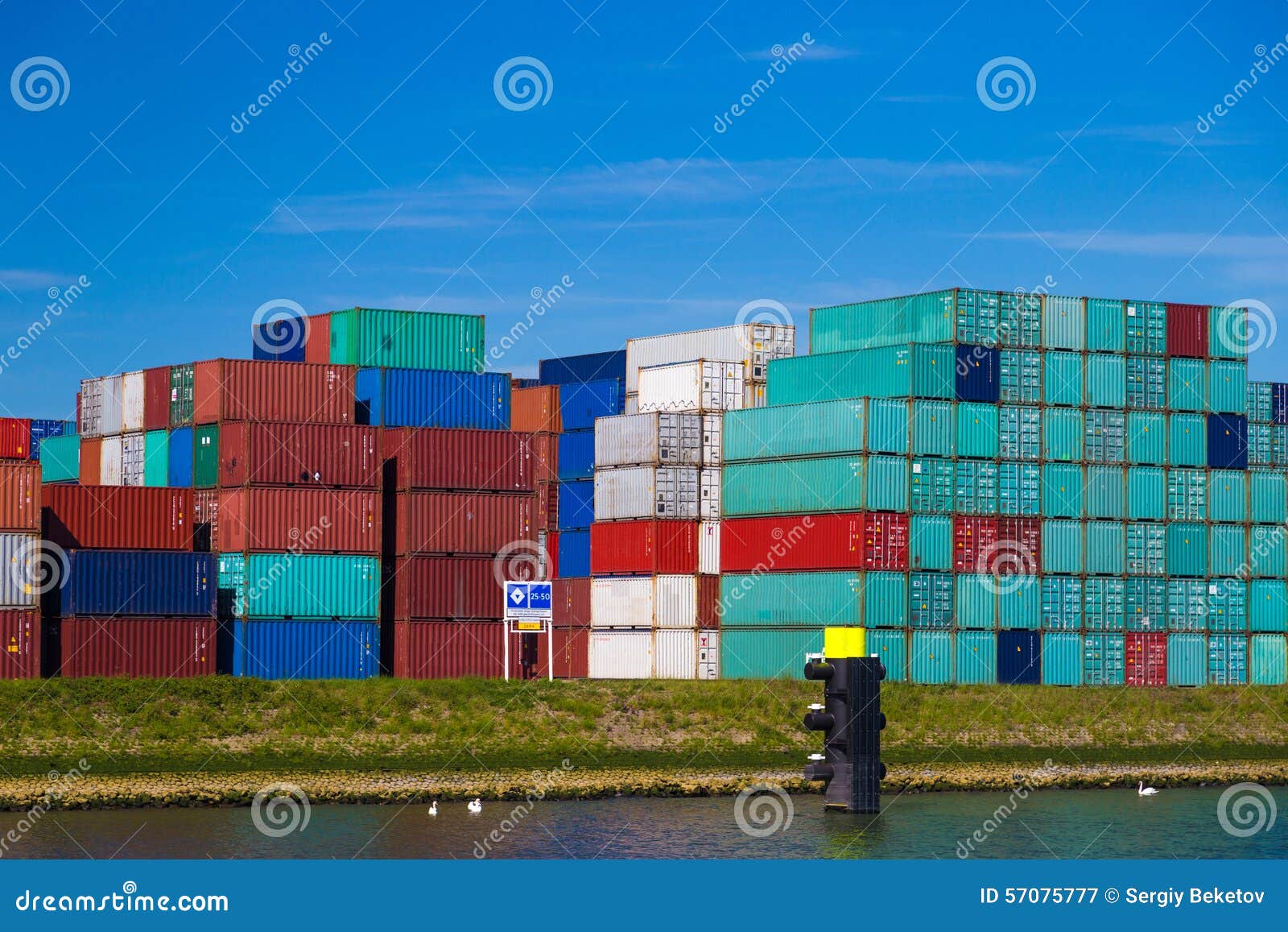 Cargo Containers Stacked in Port of Rotterdam Editorial Photography ...