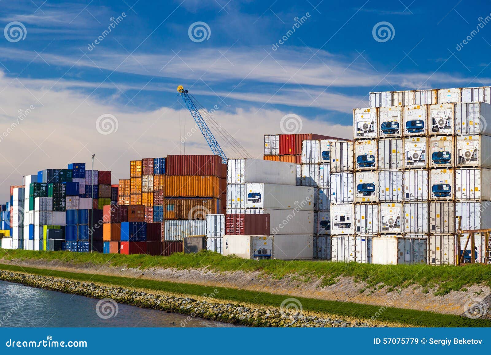 Cargo Containers Stacked in Port of Rotterdam Editorial Stock Image ...