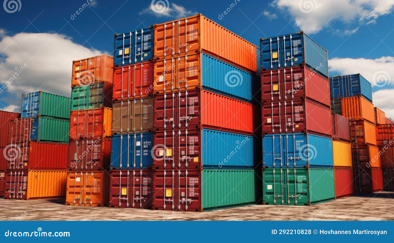Cargo Containers. Stacked Cargo Containers in Port. Warehouse ...