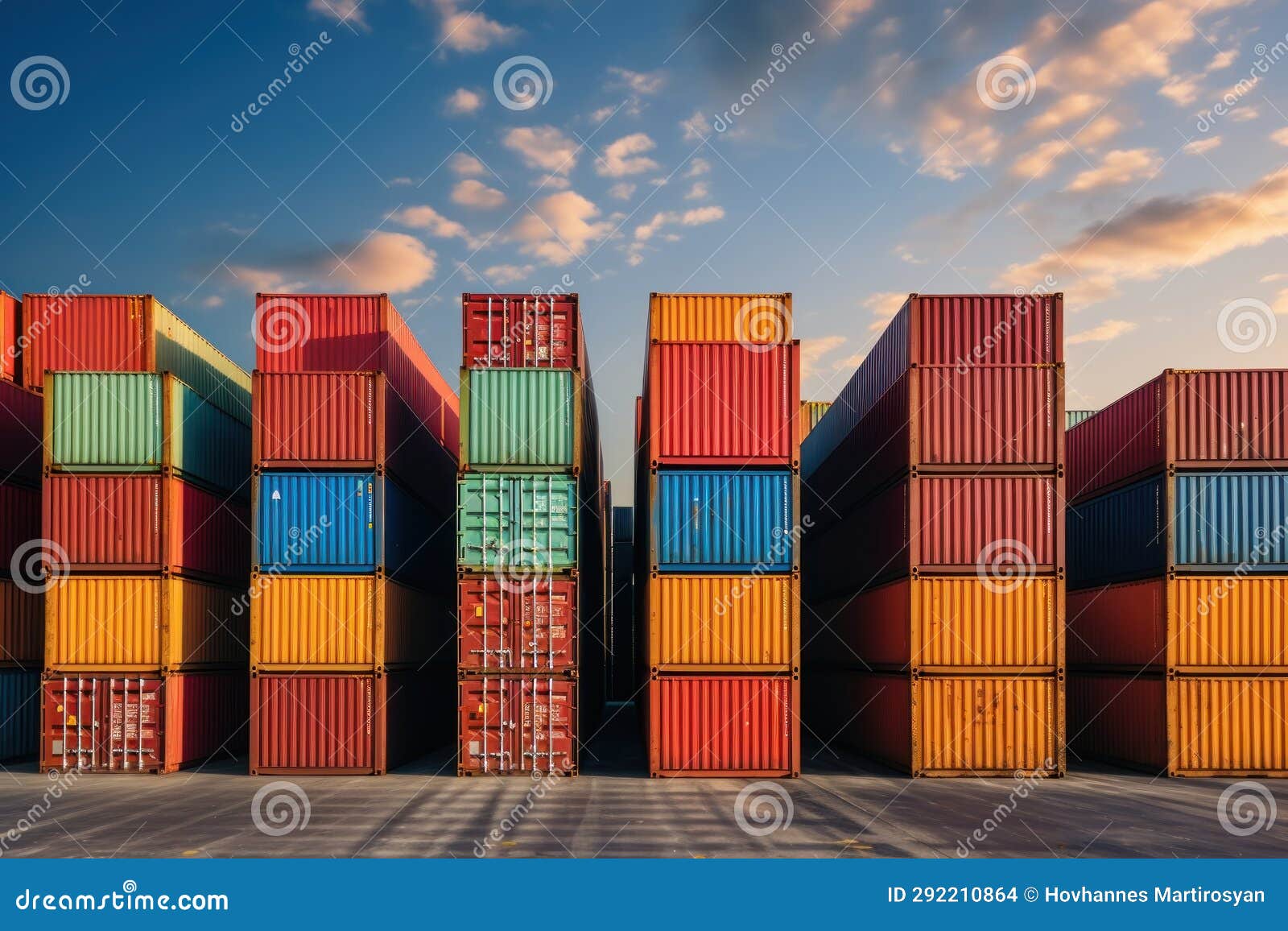 Cargo Containers. Stacked Cargo Containers in Port. Warehouse ...