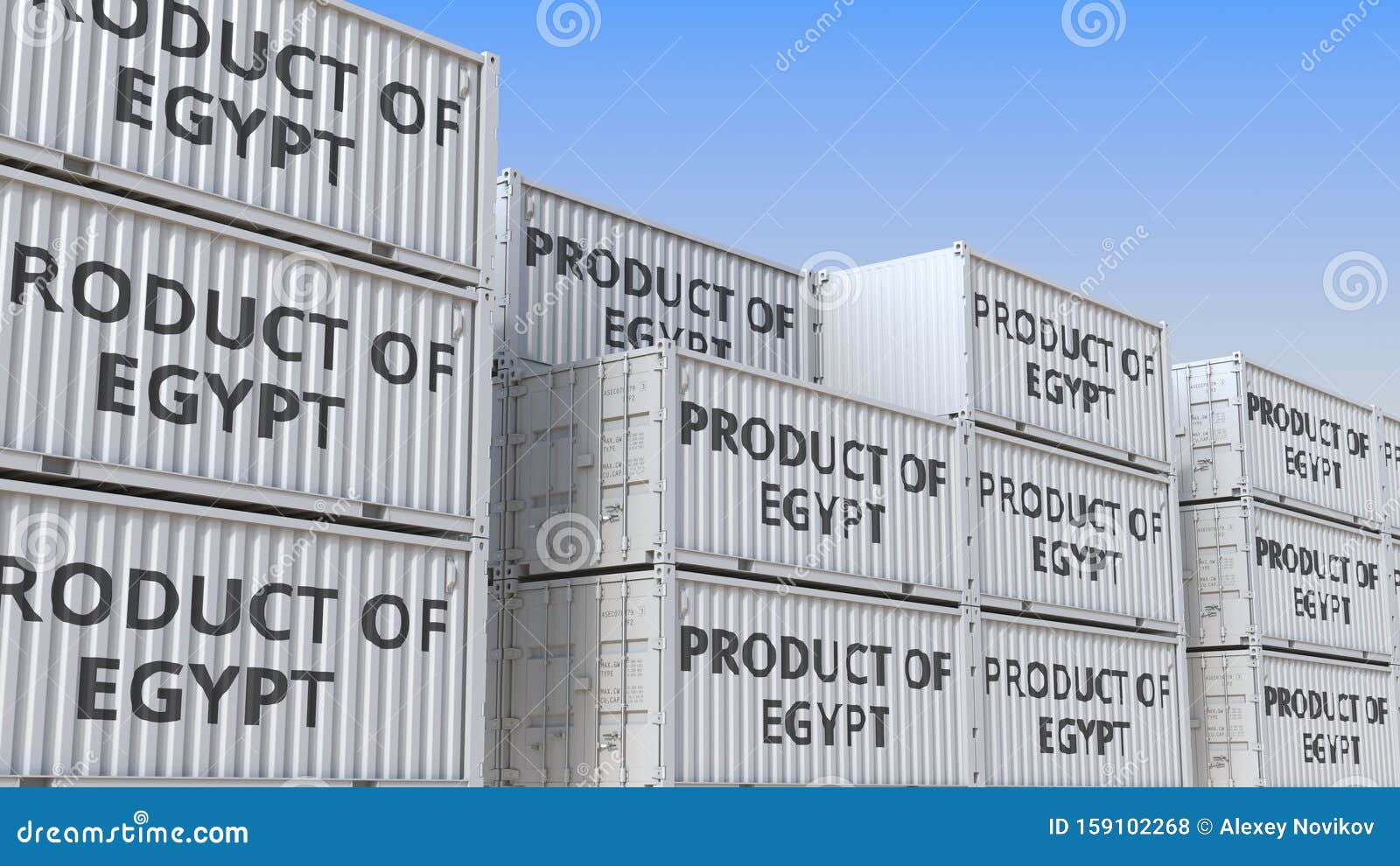 Containers with PRODUCT of EGYPT Text. Egyptian Import or Export ...