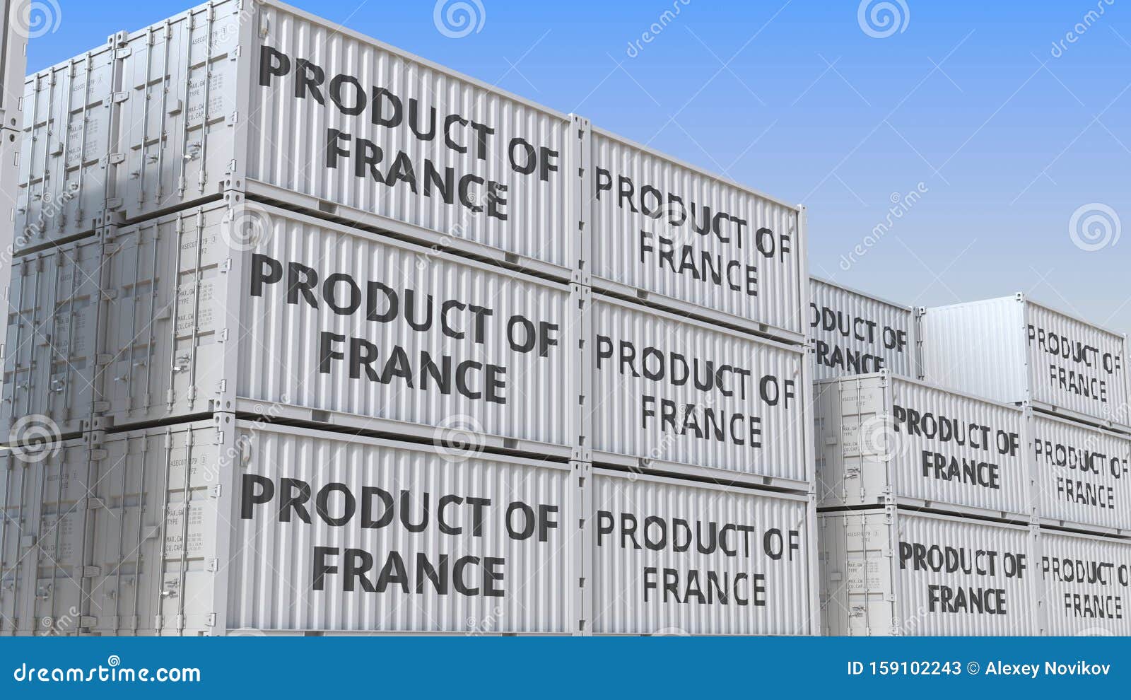 Containers with PRODUCT of FRANCE Text, 3D Rendering Stock Illustration ...