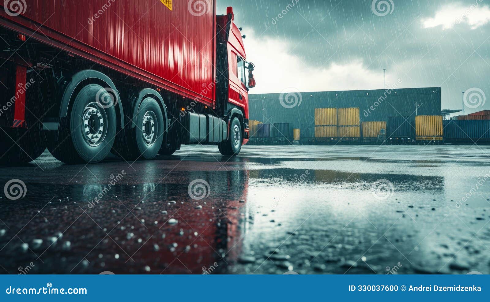 Cargo Containers and Trucks at an Industrial Loading Dock. Stock Photo ...