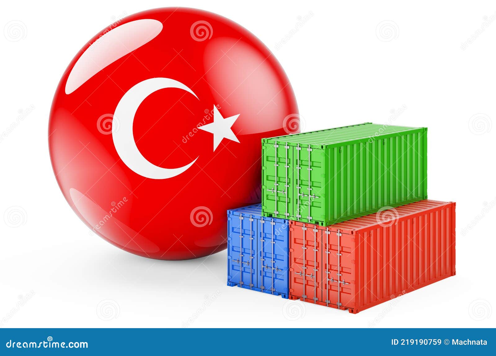 Cargo Containers with Turkish Flag. Freight Shipping in Turkey, 3D ...