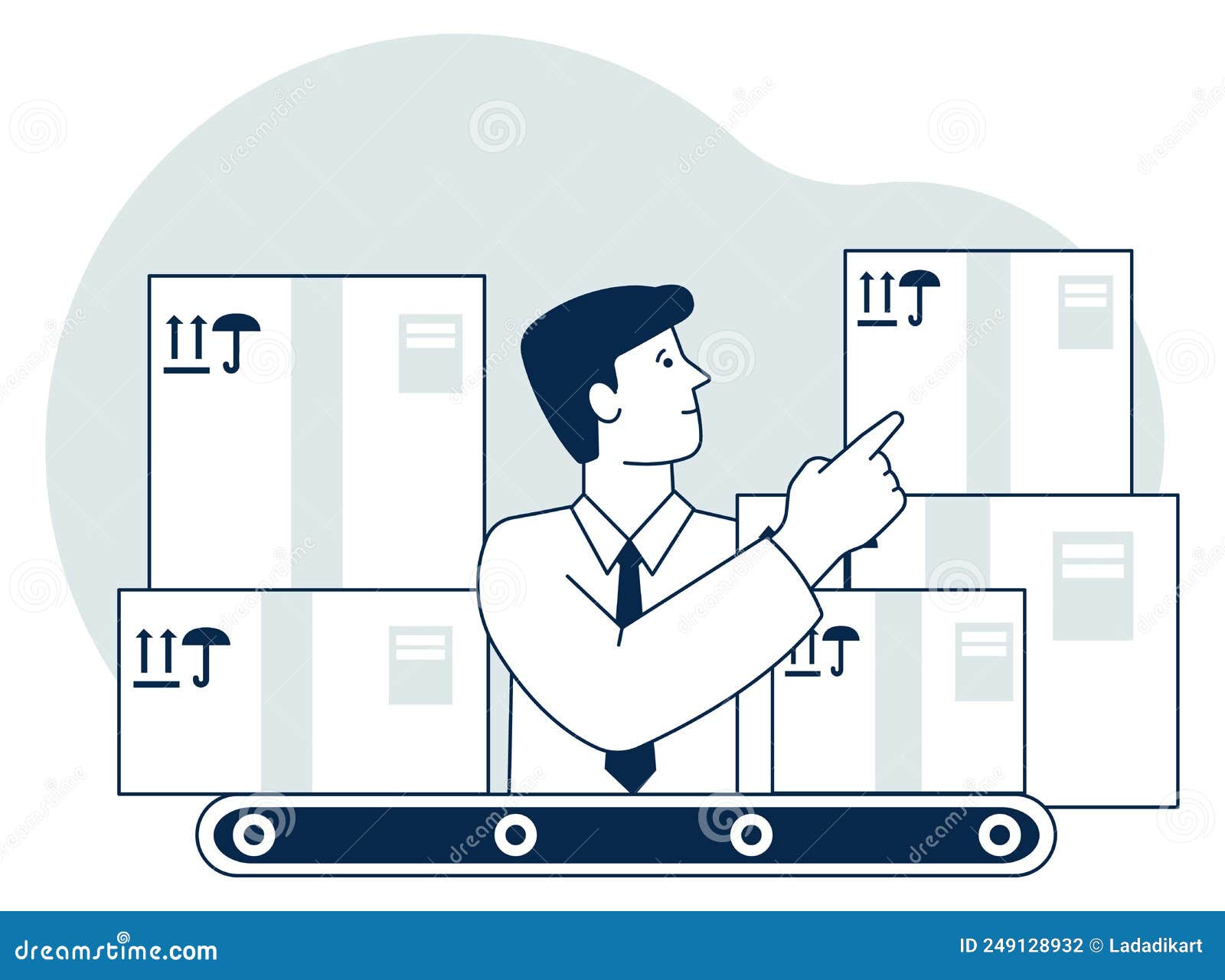 Cargo Control Process. Shipping Boxes Check Concept Stock Vector ...