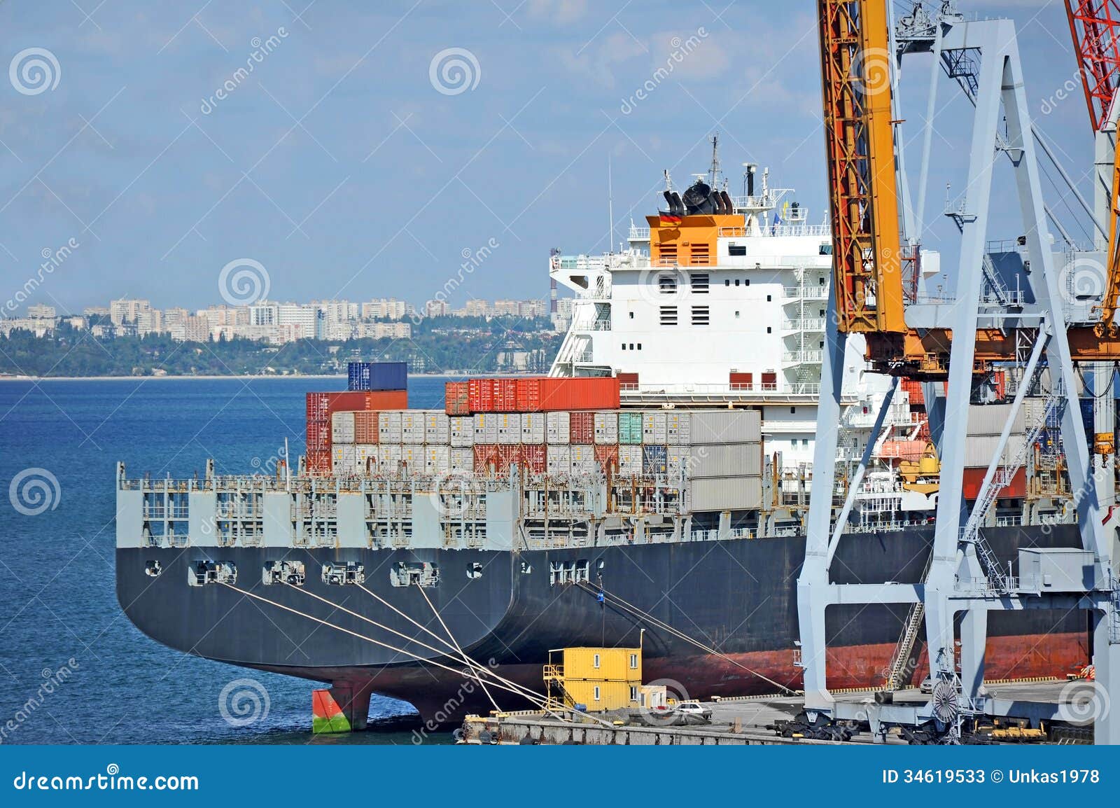 Cargo Crane and Container Ship Stock Image - Image of export, machine ...