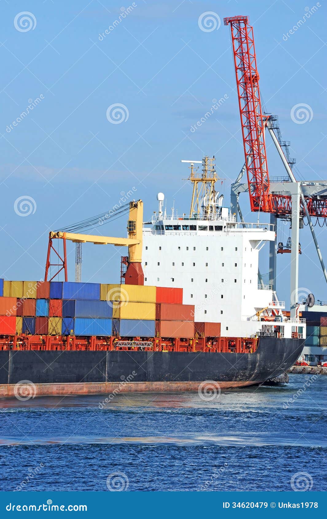 Cargo Crane and Container Ship Stock Image - Image of nautical ...