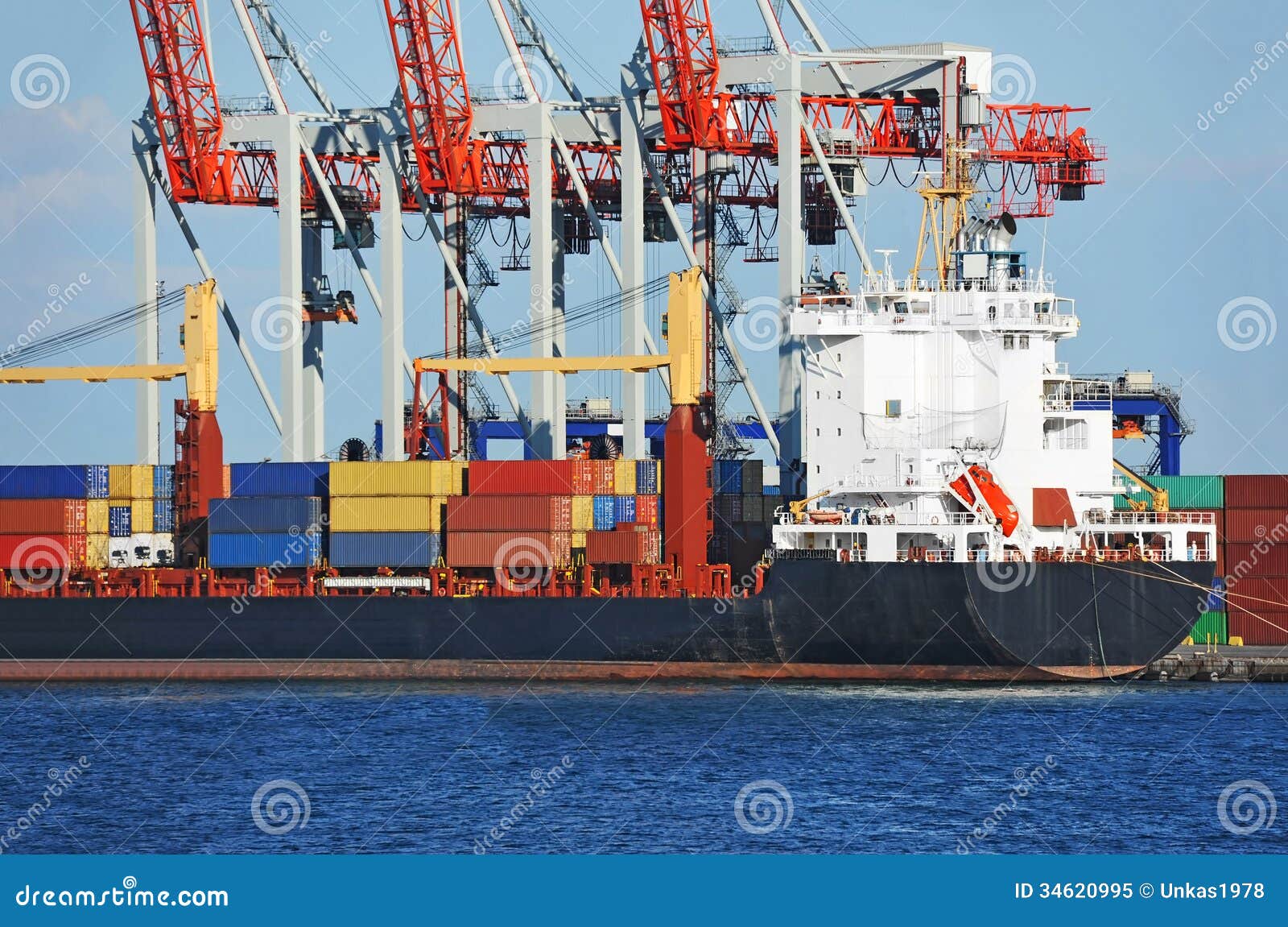 Cargo Crane and Container Ship Stock Image - Image of bunder, logistics ...