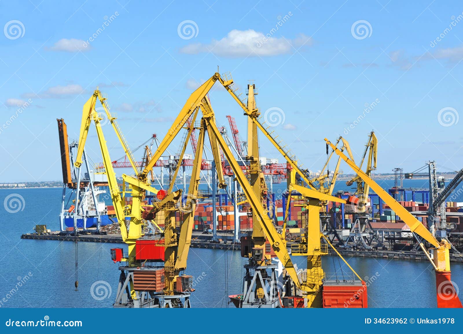 Cargo Crane and Container Ship Stock Photo - Image of delivering, pier ...