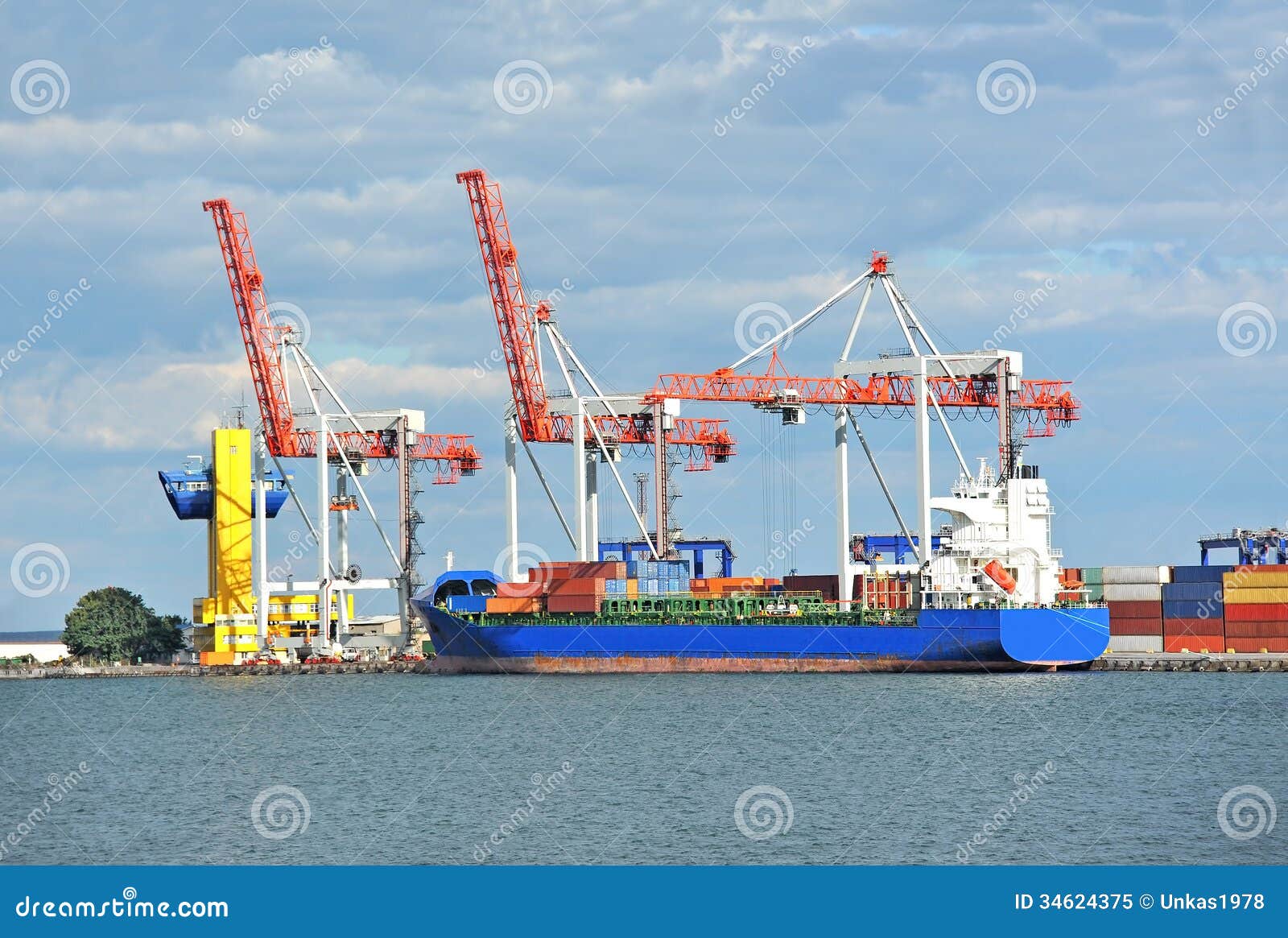 Cargo Crane and Container Ship Stock Image - Image of machinery ...