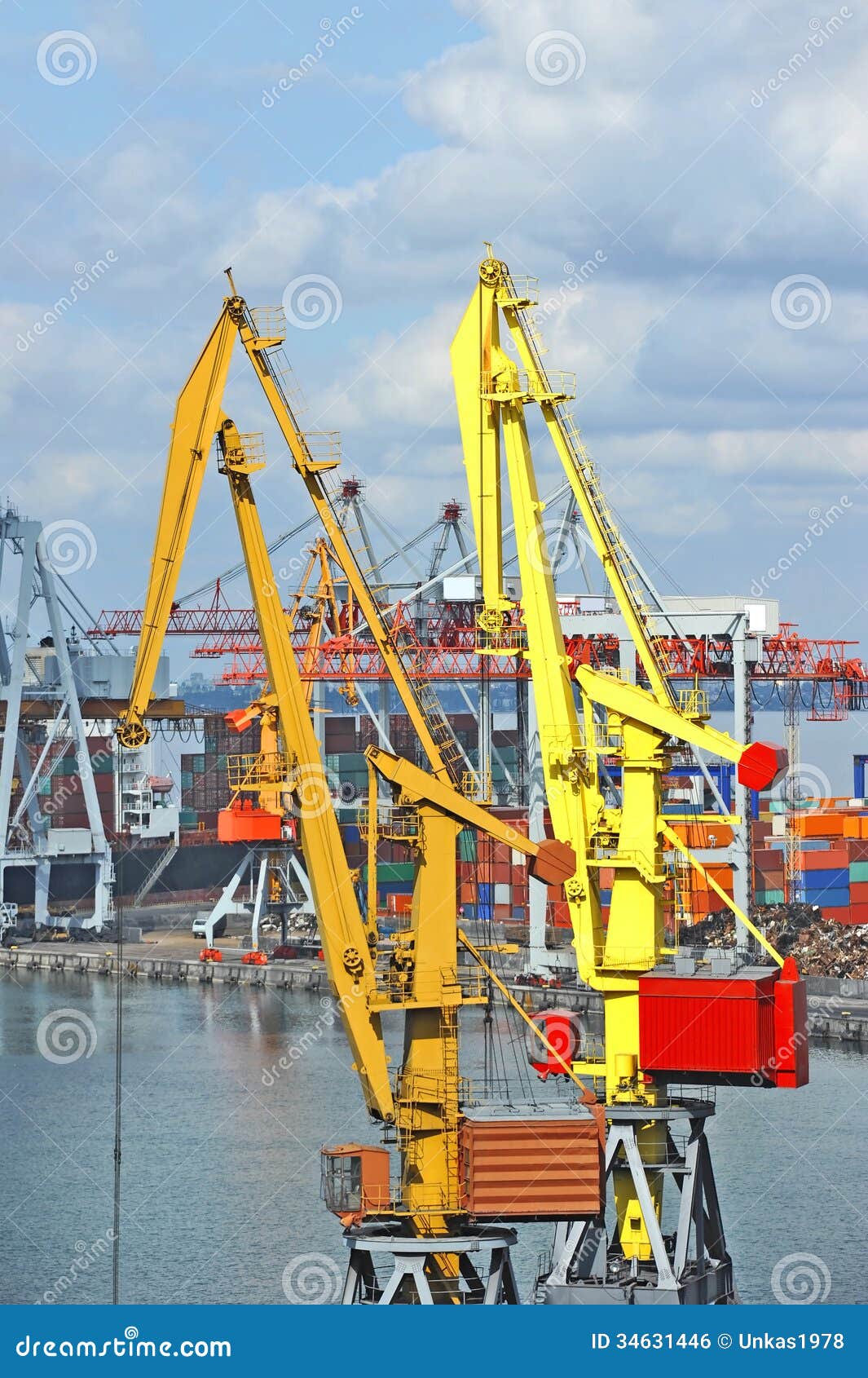 Cargo Crane and Container Ship Stock Photo - Image of mechanism ...