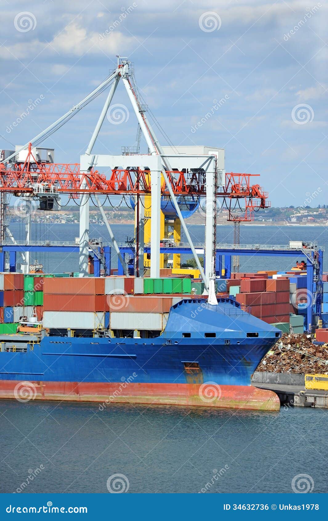 Cargo Crane and Container Ship Stock Photo - Image of machinery ...