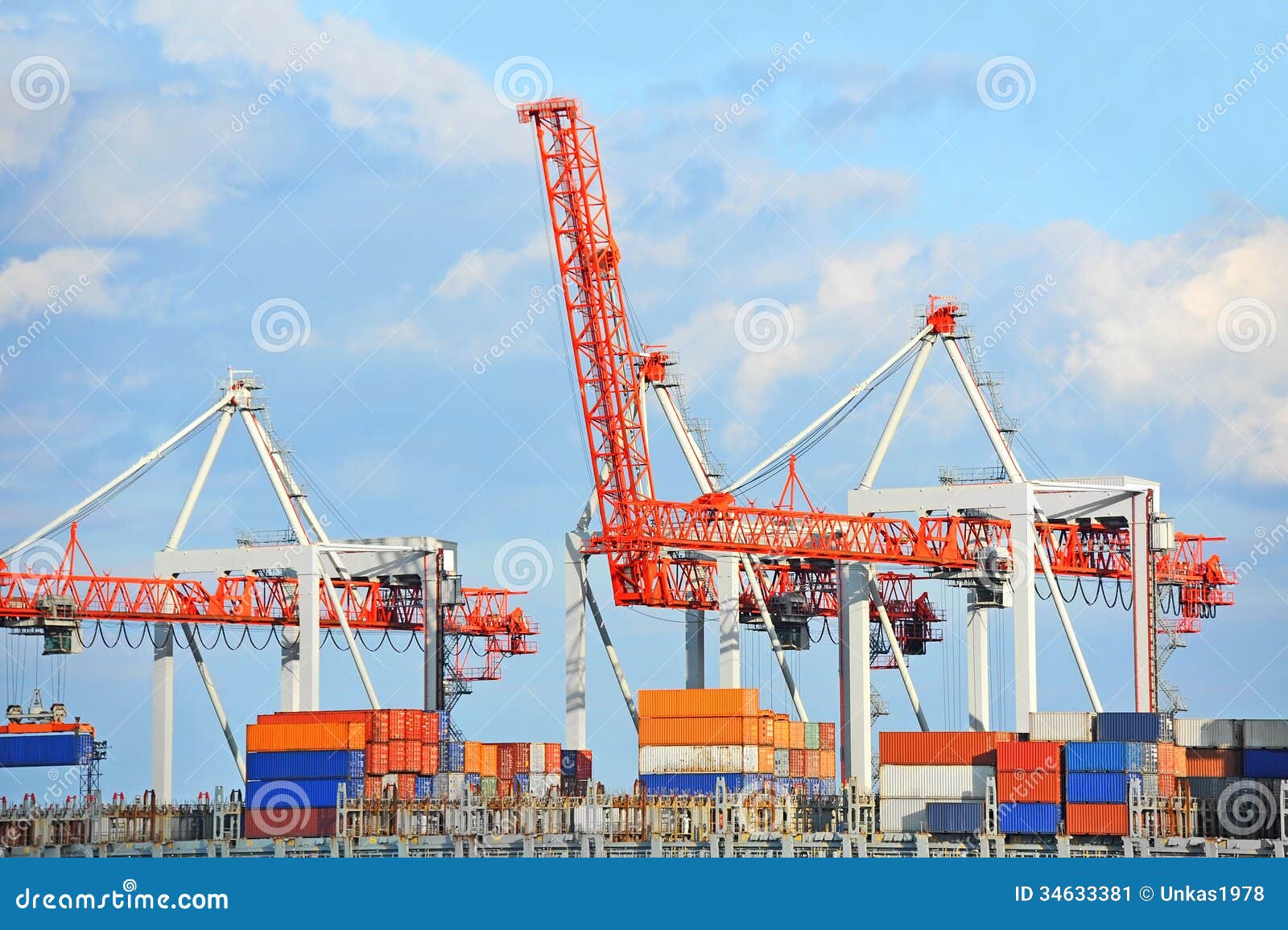 Cargo Crane and Container Ship Stock Image - Image of harbor, logistics ...