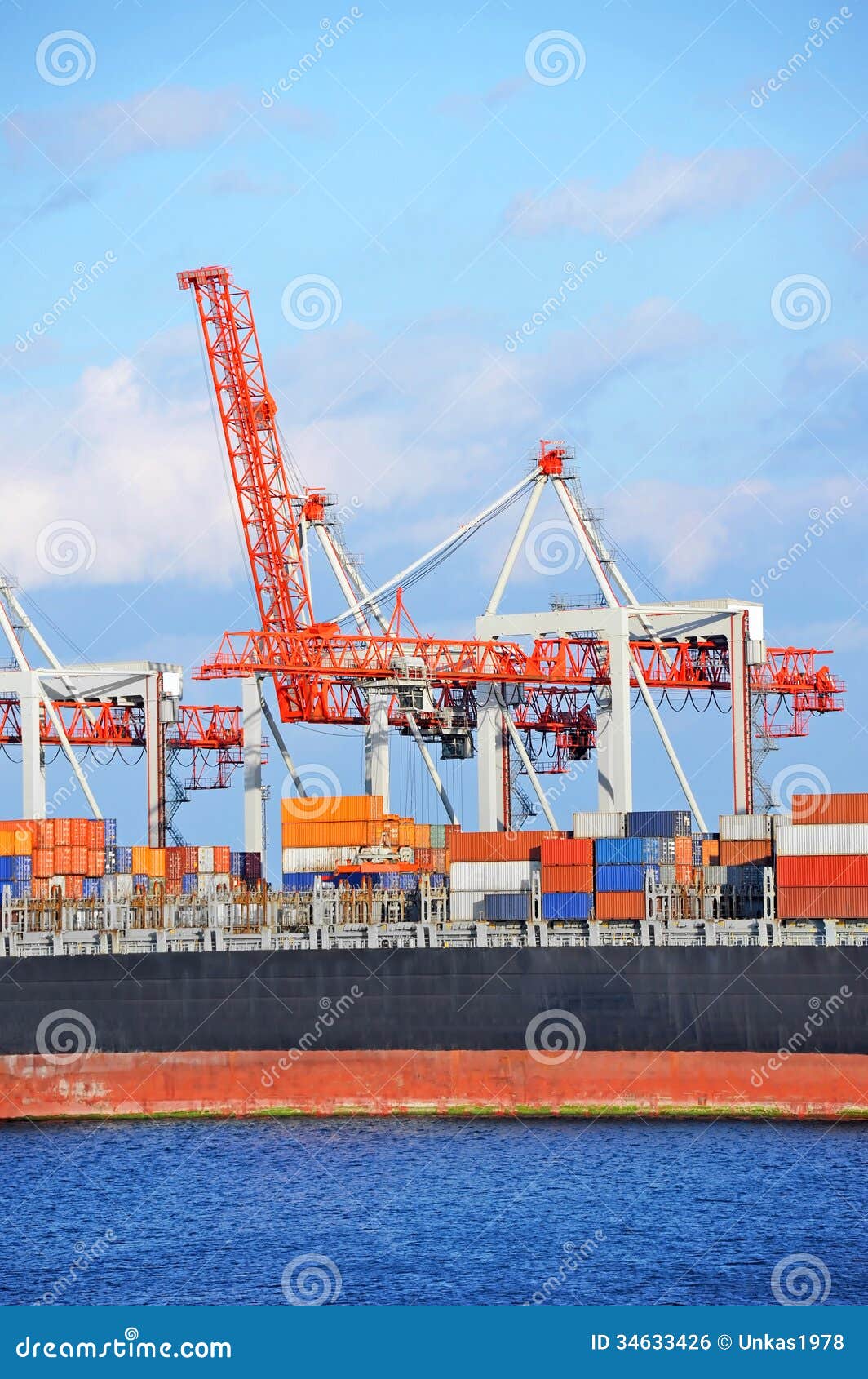 Cargo Crane and Container Ship Stock Photo - Image of odessa, quayside ...