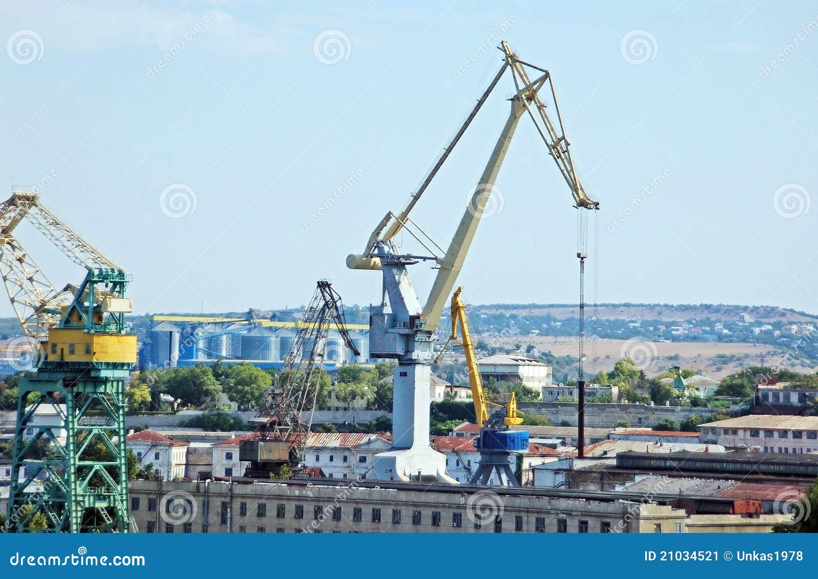 Cargo crane at harbor stock image. Image of delivering - 21034521