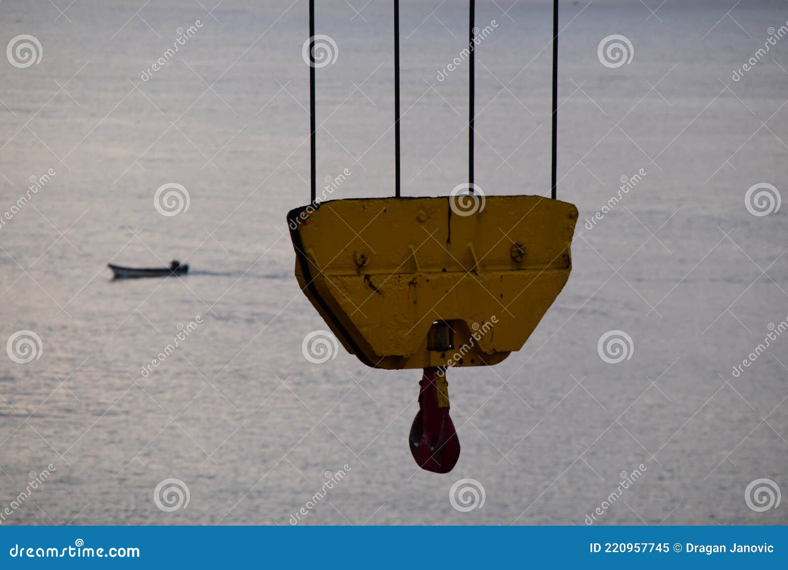 Cargo Crane Hook on the Container Ship Stock Image - Image of mast ...