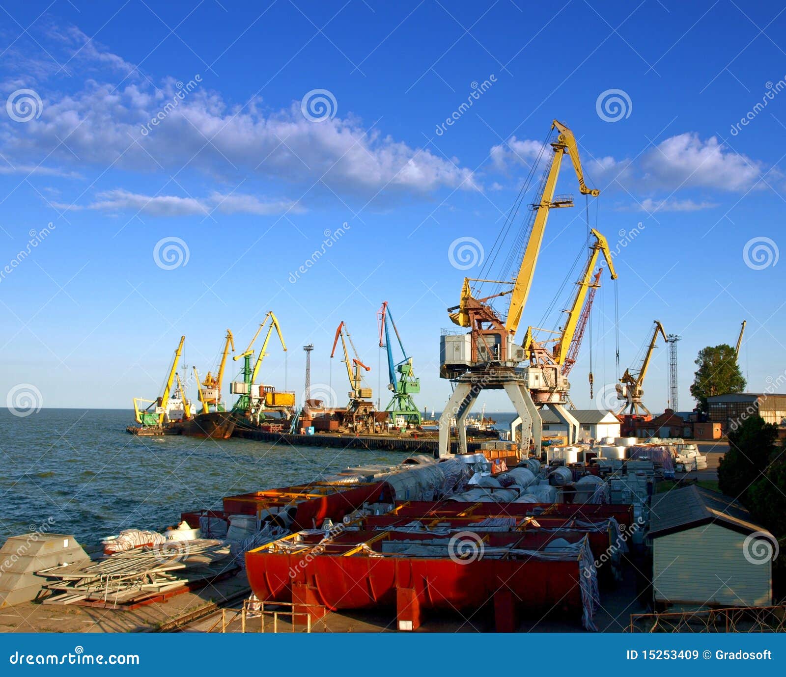 Cargo crane in the pier stock image. Image of detail - 15253409