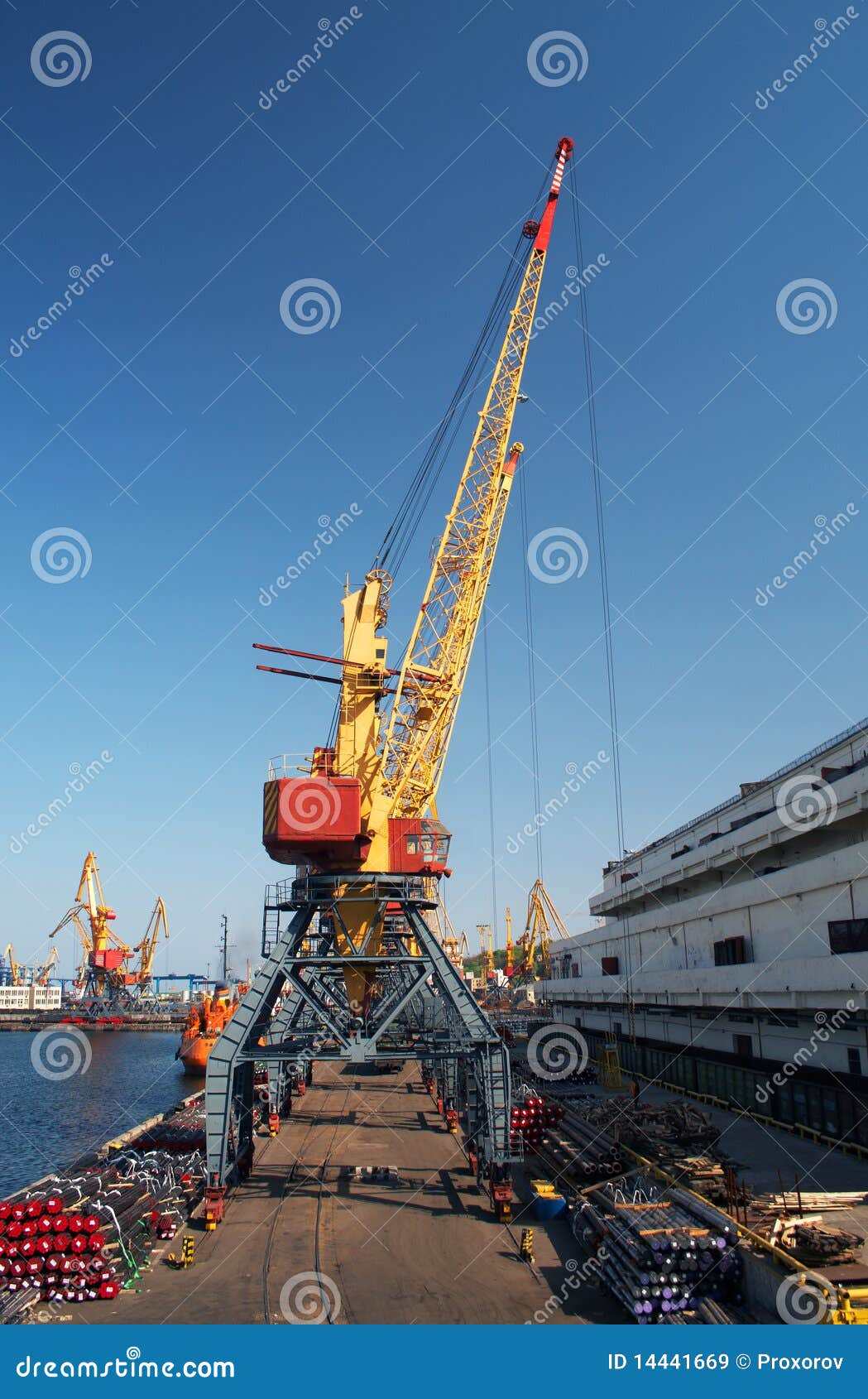 A cargo crane in the port stock image. Image of crane - 14441669