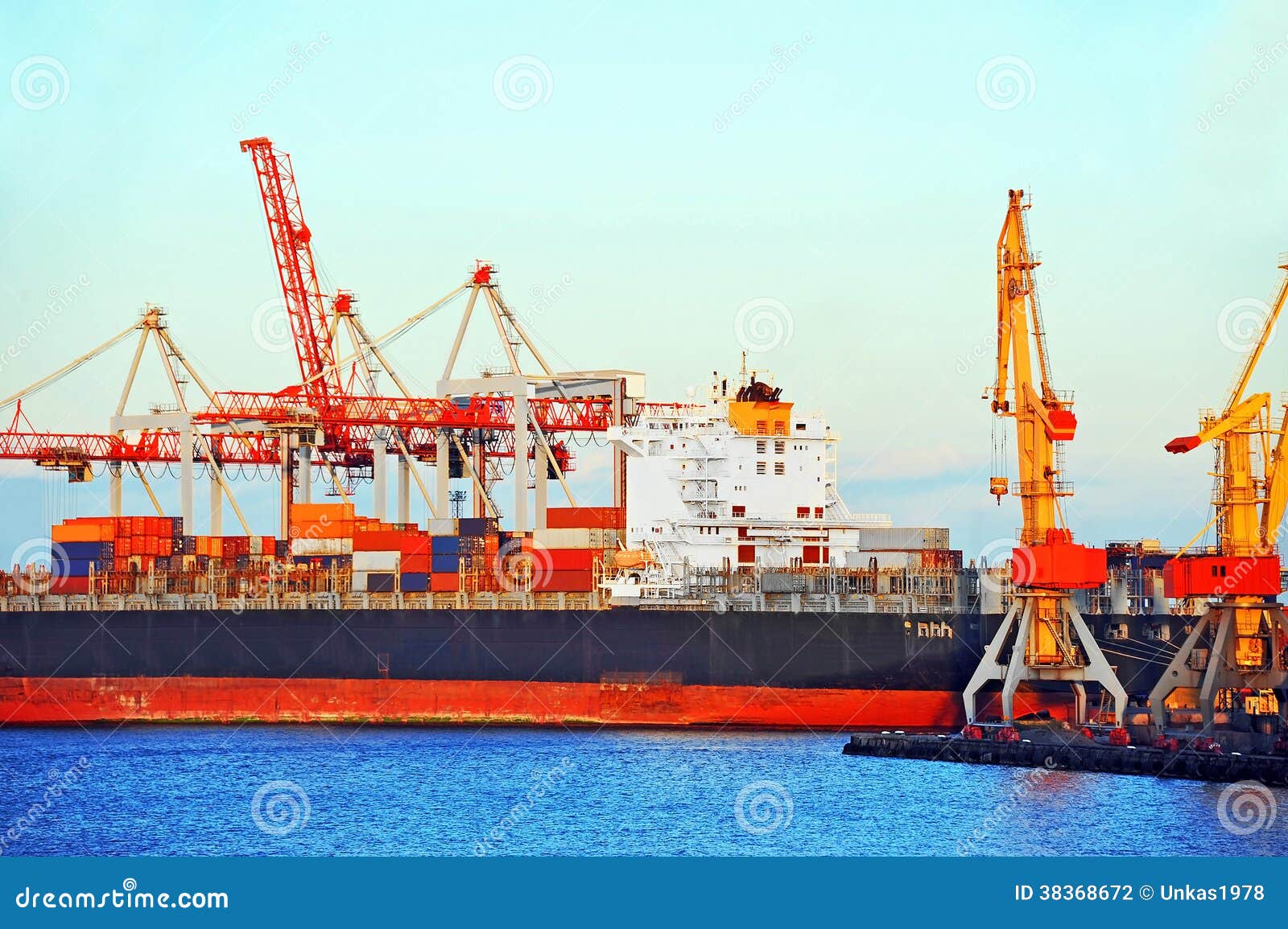 Cargo crane and ship stock photo. Image of freight, boating - 38368672