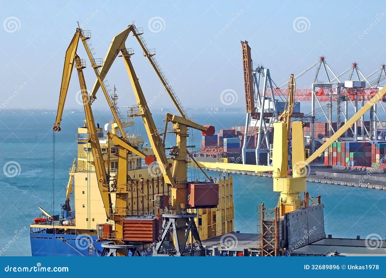 Cargo crane and ship stock photo. Image of loading, cargo - 32689896