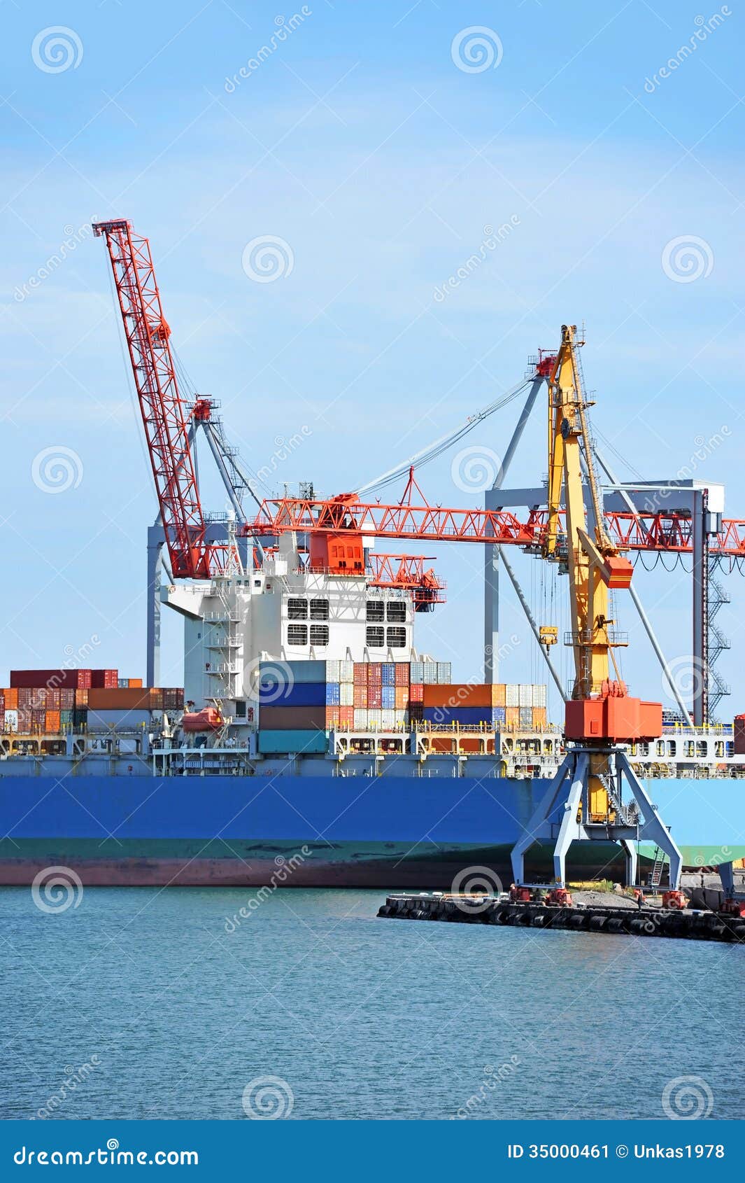 Cargo crane and ship stock image. Image of freight, container - 35000461