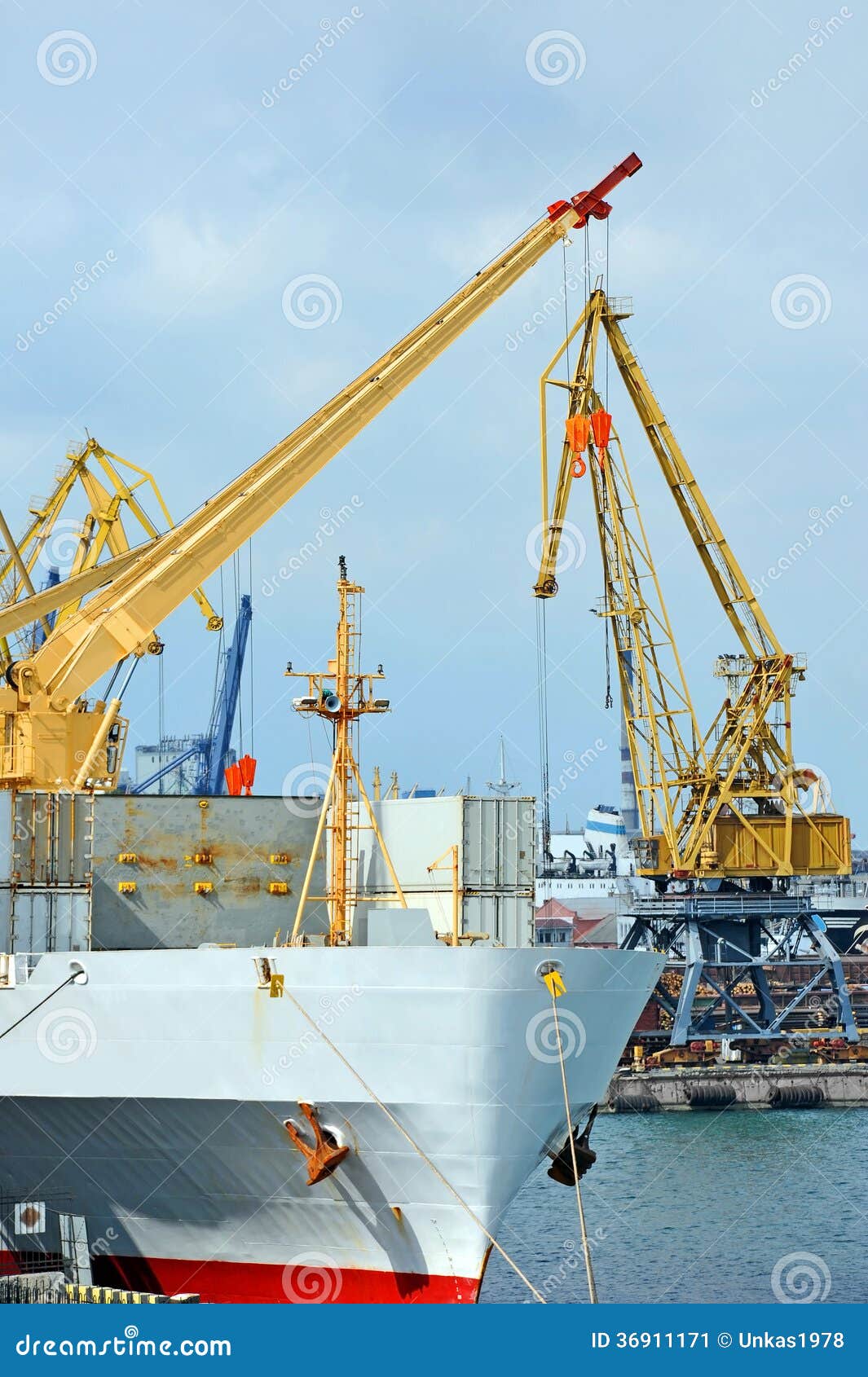 Cargo crane and ship stock image. Image of container - 36911171