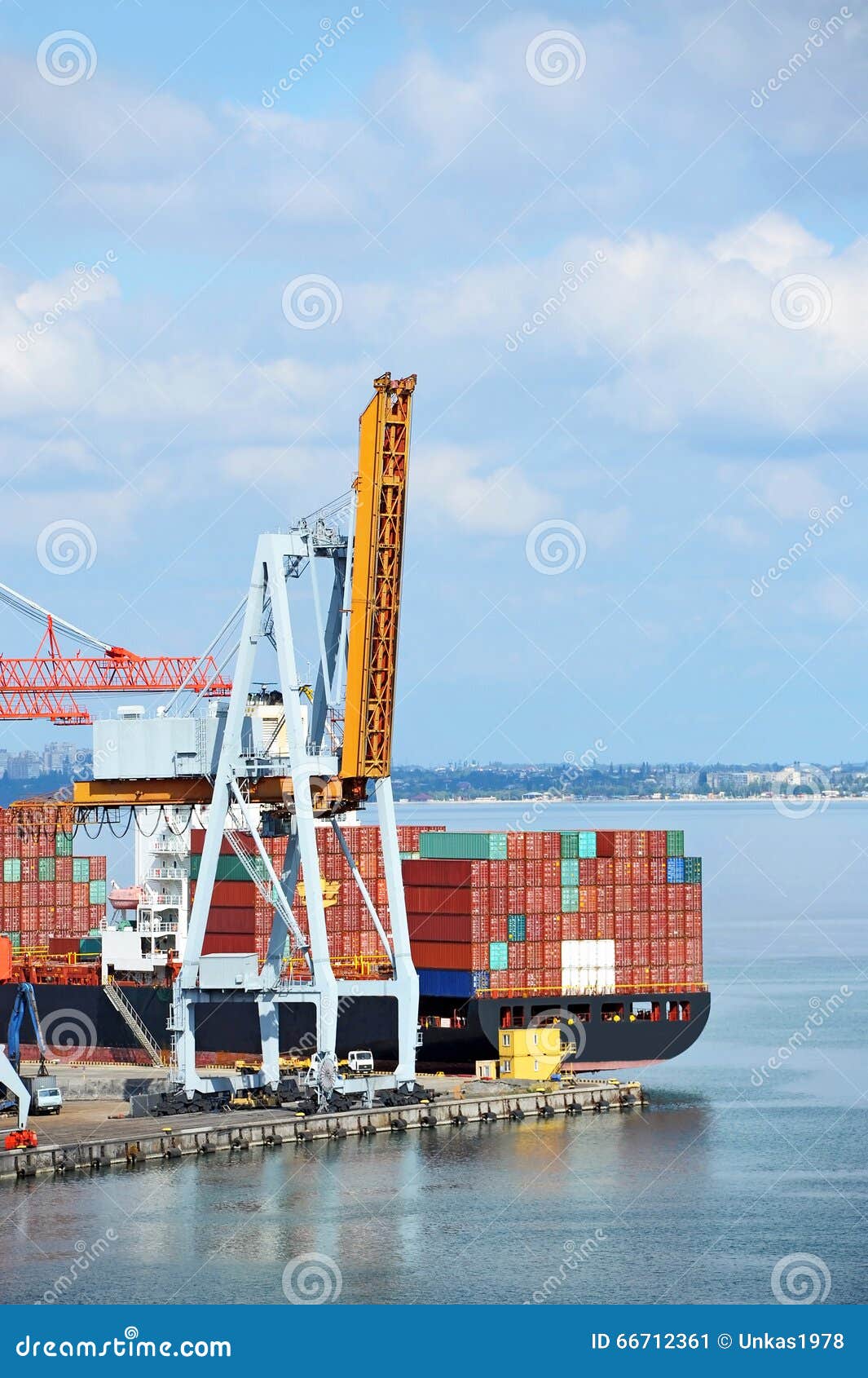 Cargo crane and ship stock image. Image of maritime, bunder - 66712361