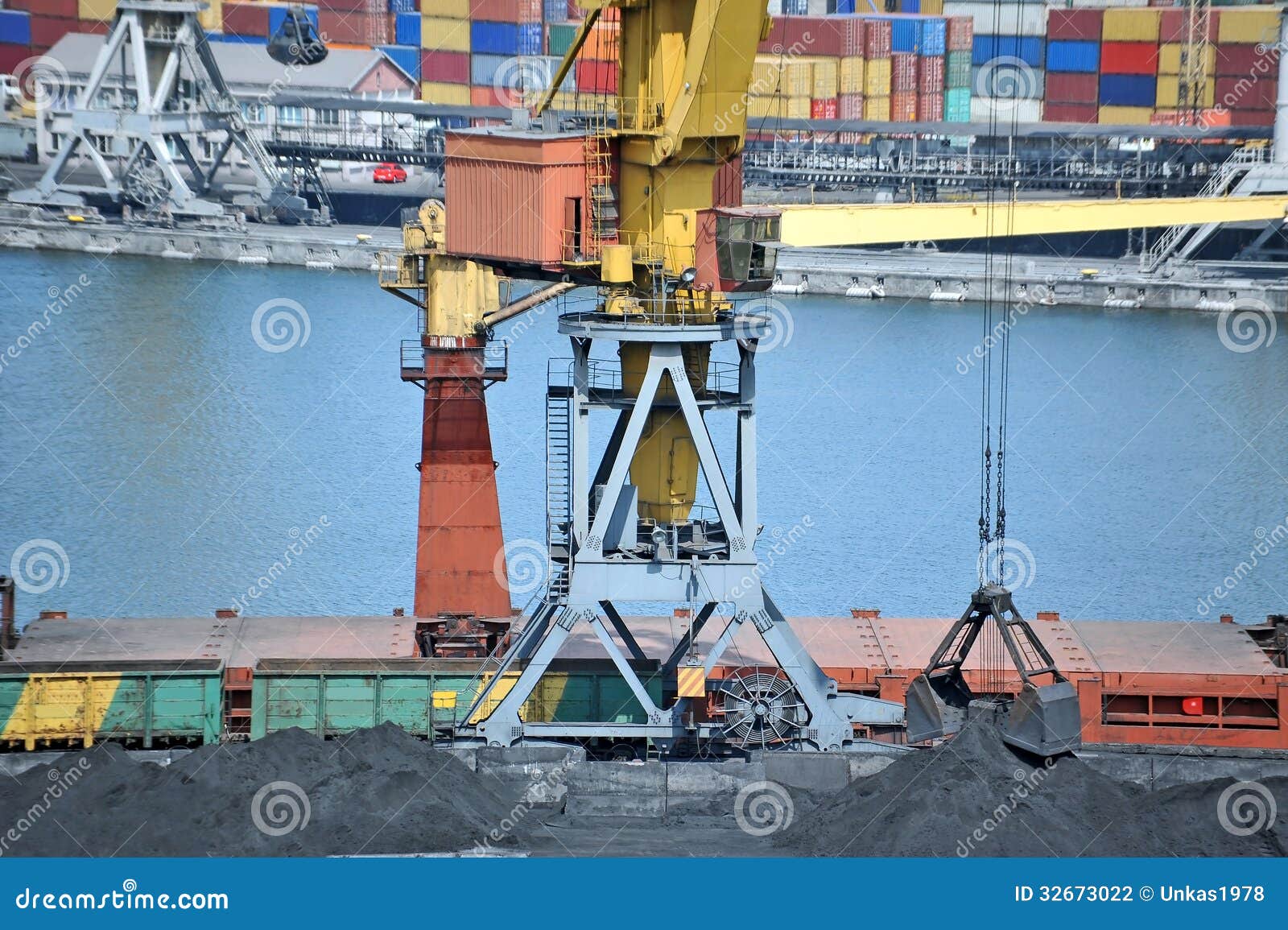 Cargo Crane, Train and Coal Stock Photo - Image of machinery, export ...