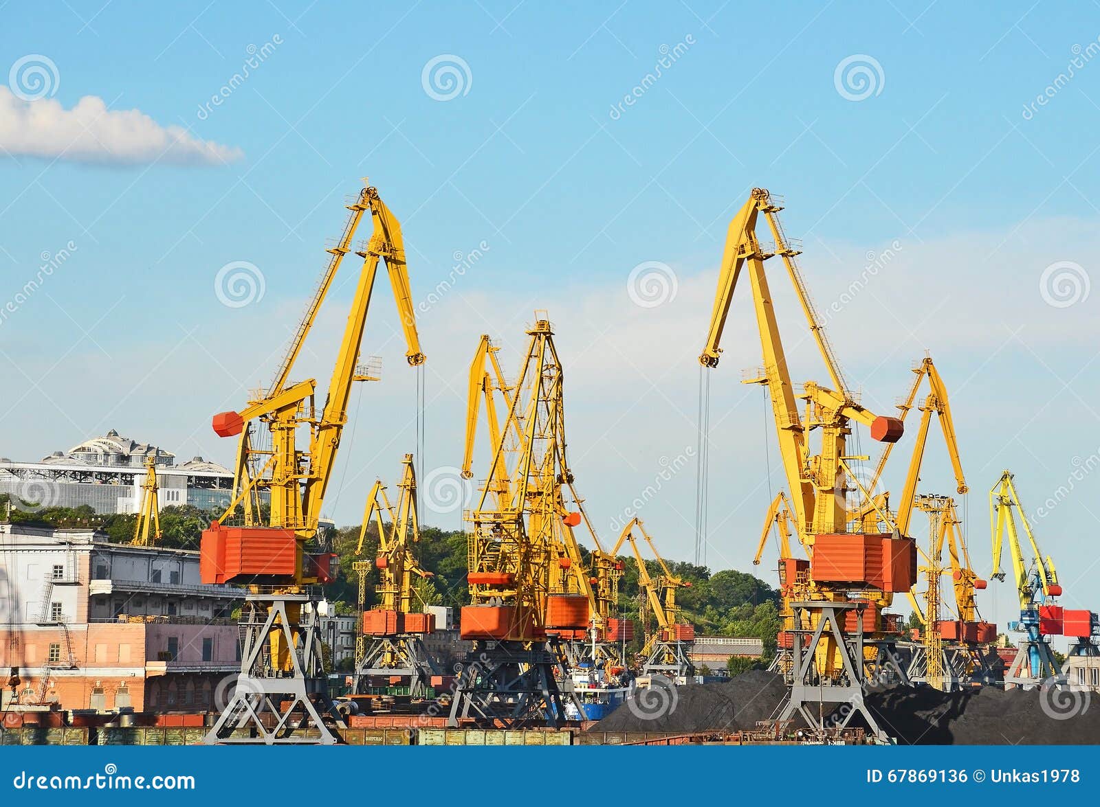 Cargo Crane, Train and Coal Stock Photo - Image of delivering, industry ...