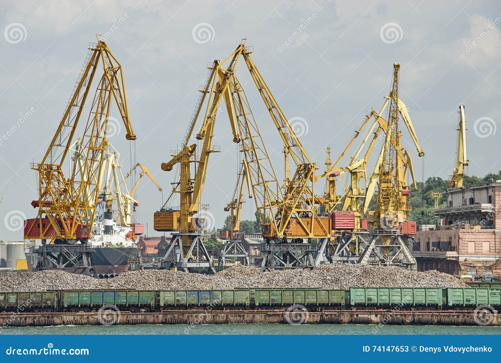 Cargo cranes on rails stock image. Image of port, gantry - 74147653
