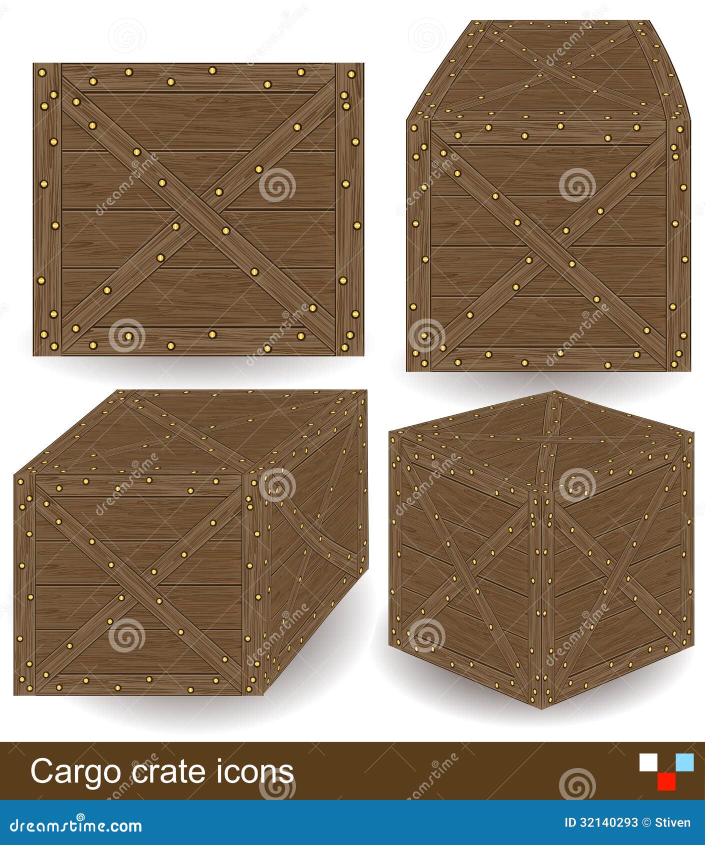 Cargo Crate Icons Cartoon Vector | CartoonDealer.com #32140293