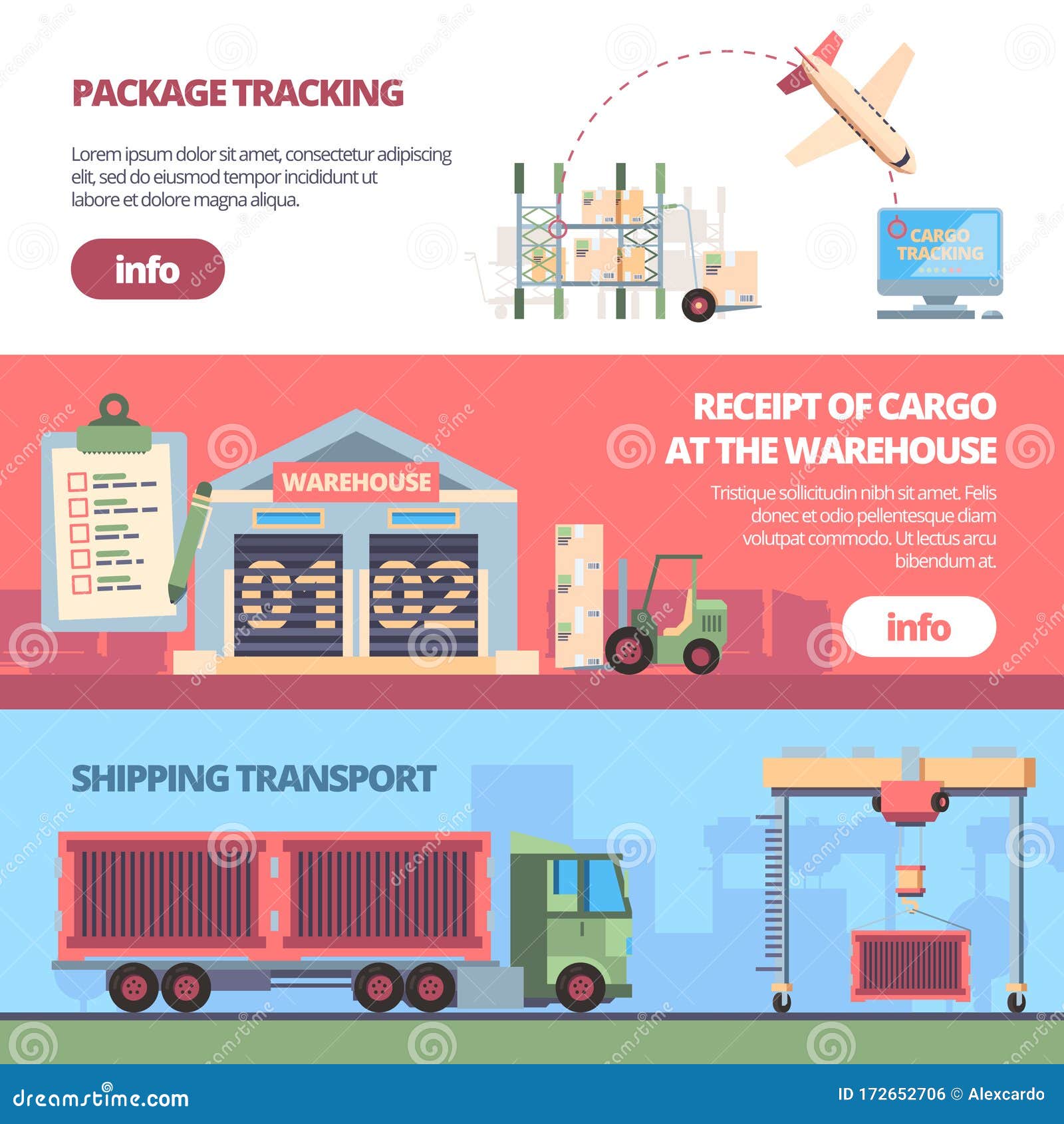 Cargo Delivery Banners. Loading Trailer in Warehouse Aircraft ...