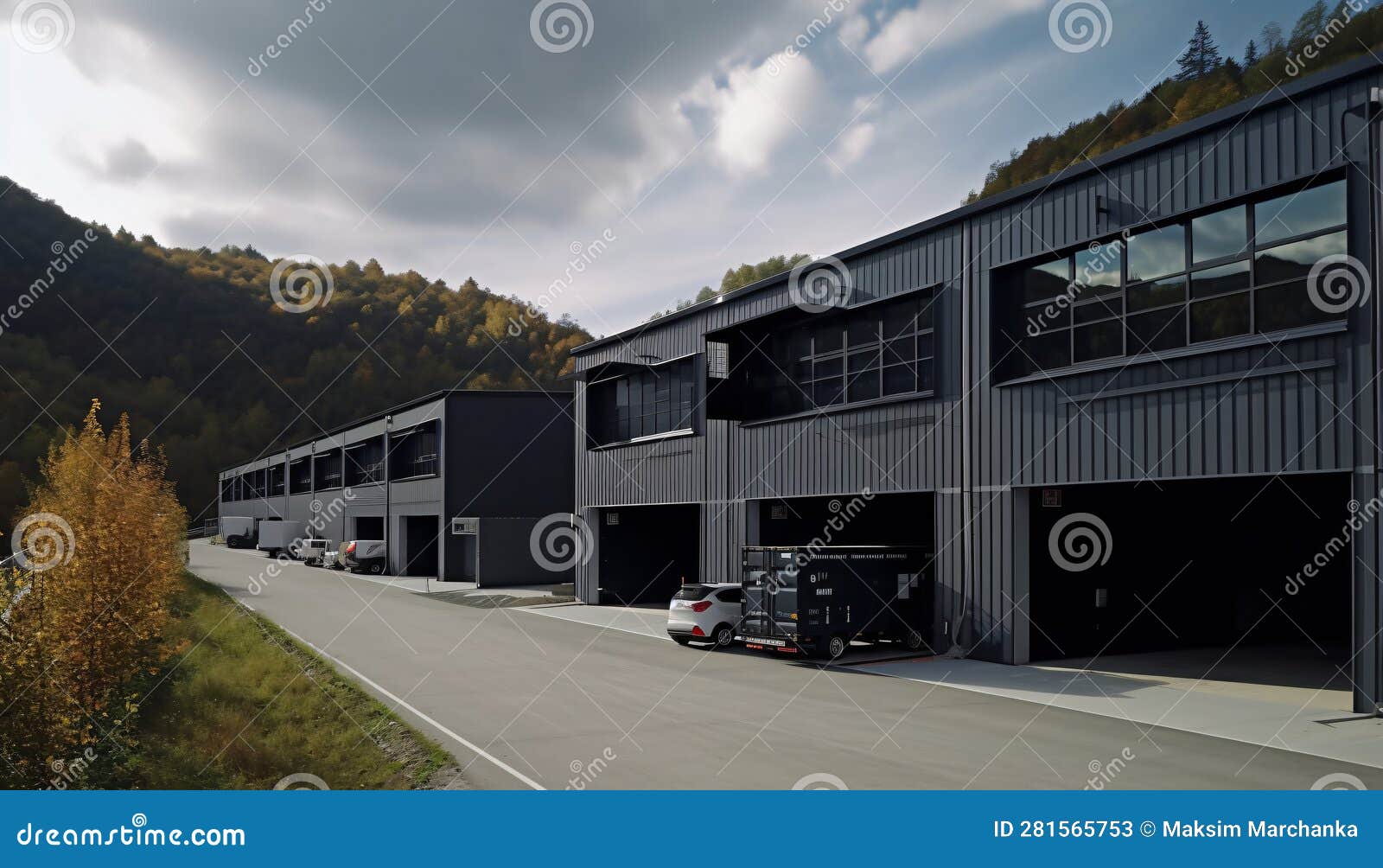 Cargo Delivery Car on Loading in a Modern Warehouse, Generated AI Stock ...