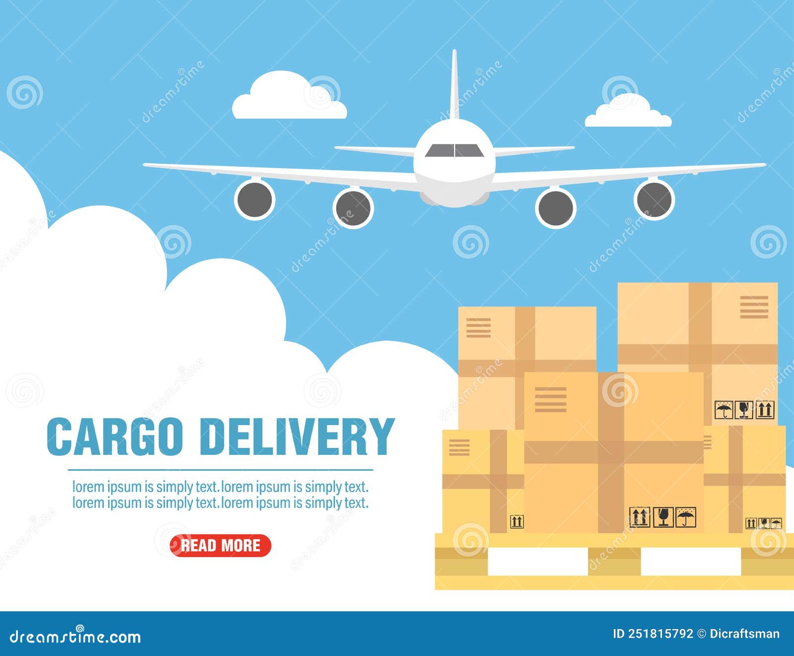 Cargo Delivery Concept Design Flat Banner. Air Delivery Stock Vector ...
