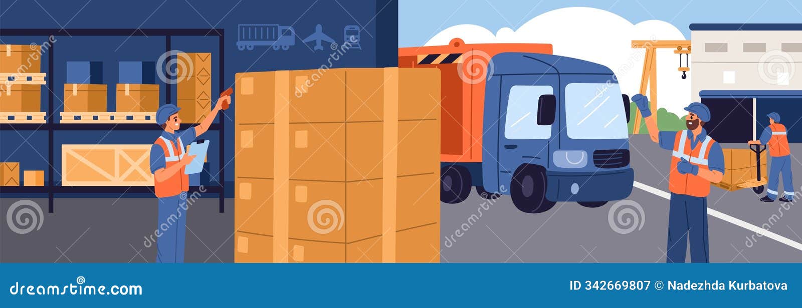 Cargo Delivery. Goods Loading and Distribution Process. Logistics Hub ...