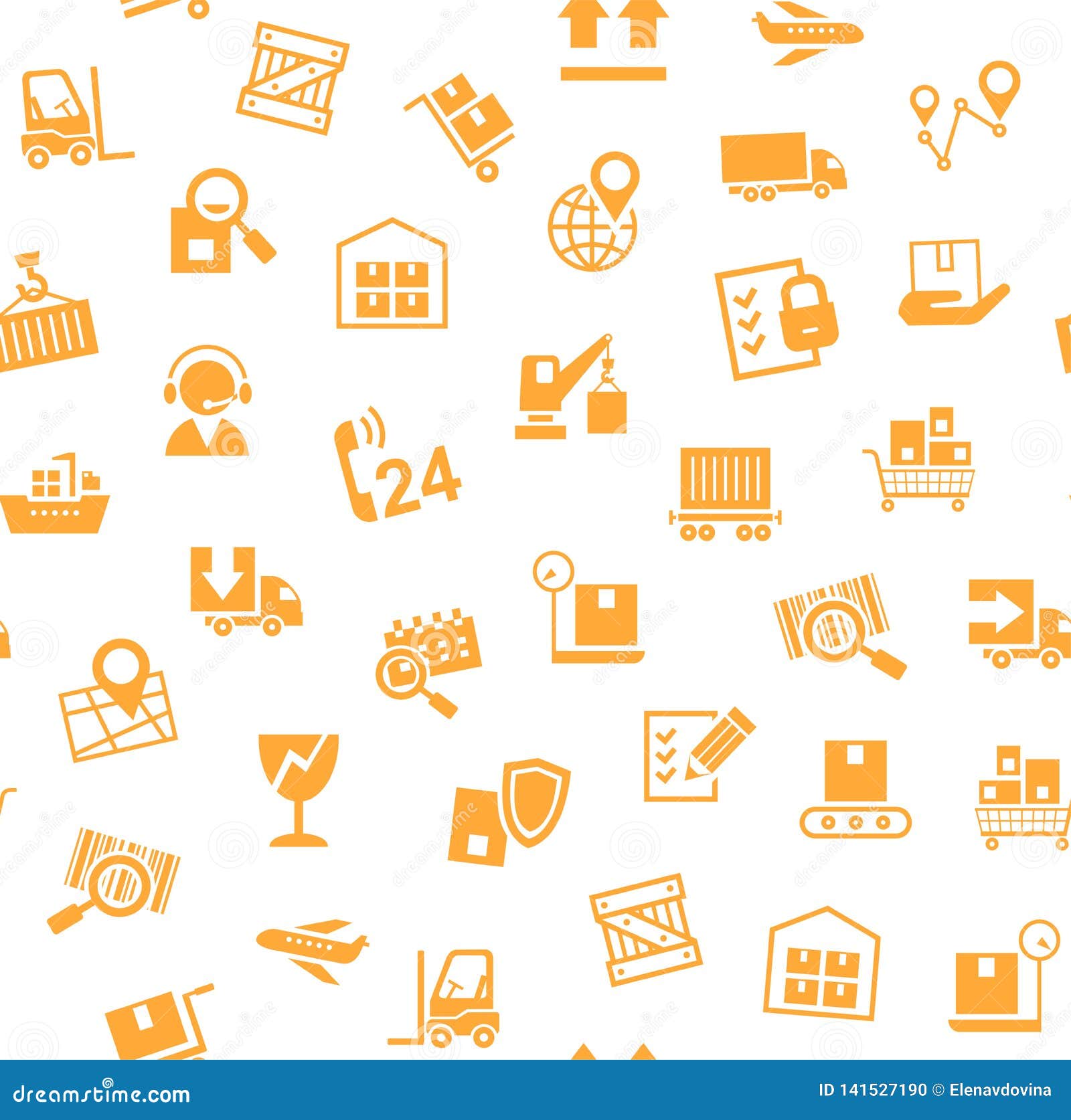 Cargo Delivery, Seamless Pattern, White, Orange, Vector. Stock Vector ...