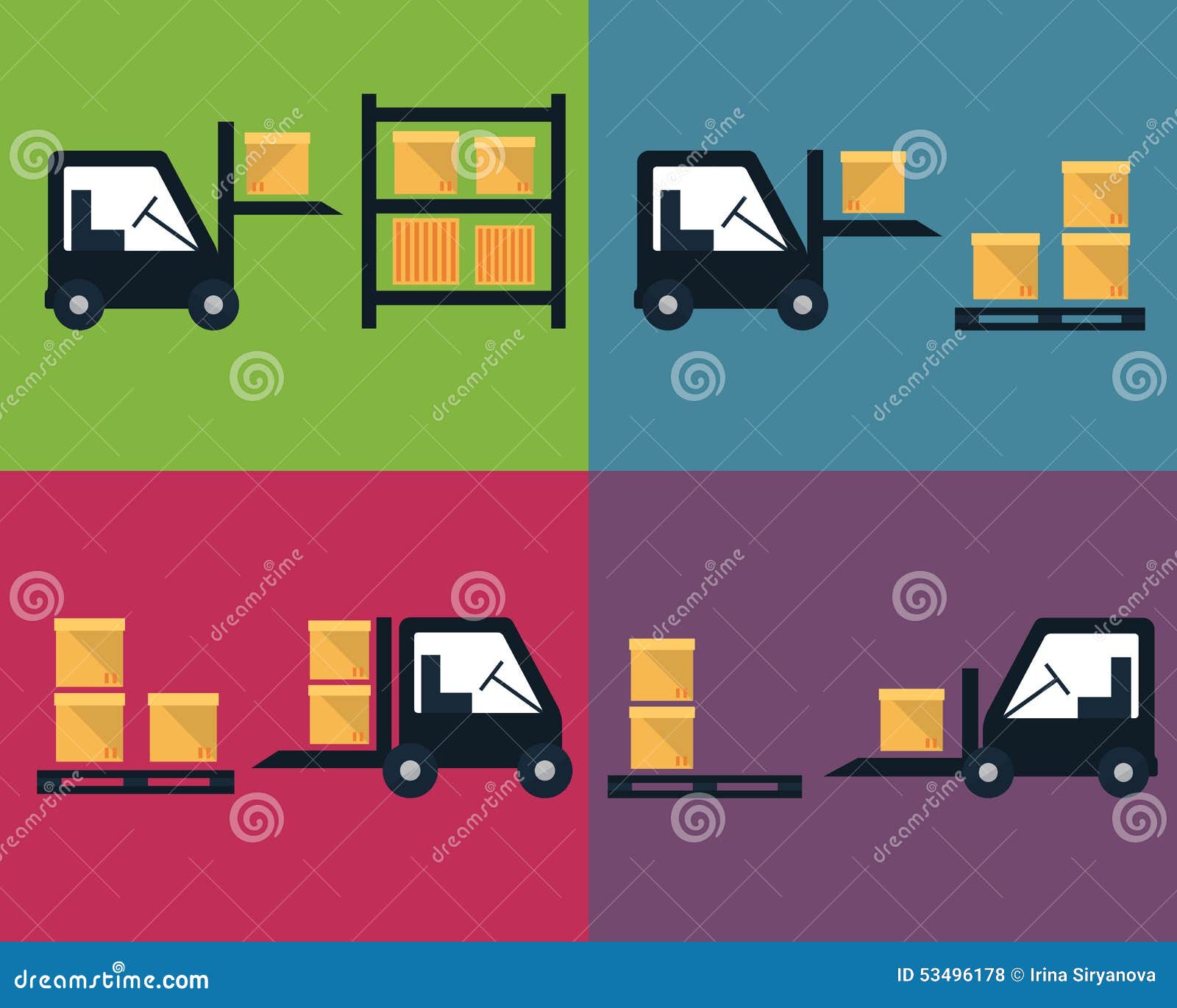 Cargo and Delivery, Shipping Process Icons Stock Illustration ...