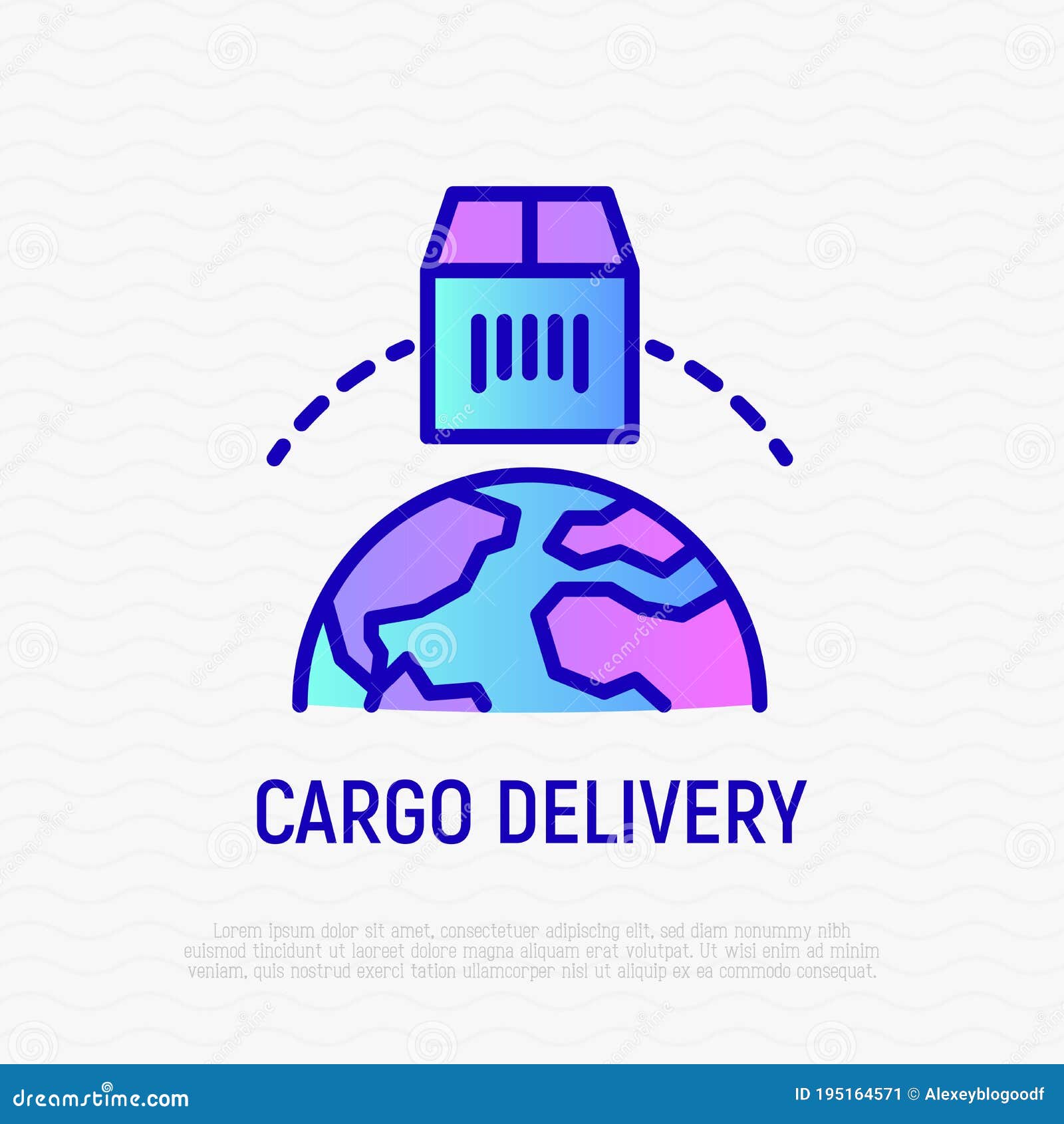 Cargo Delivery Thin Line Icon. Package Moving Around the Globe. Logo ...